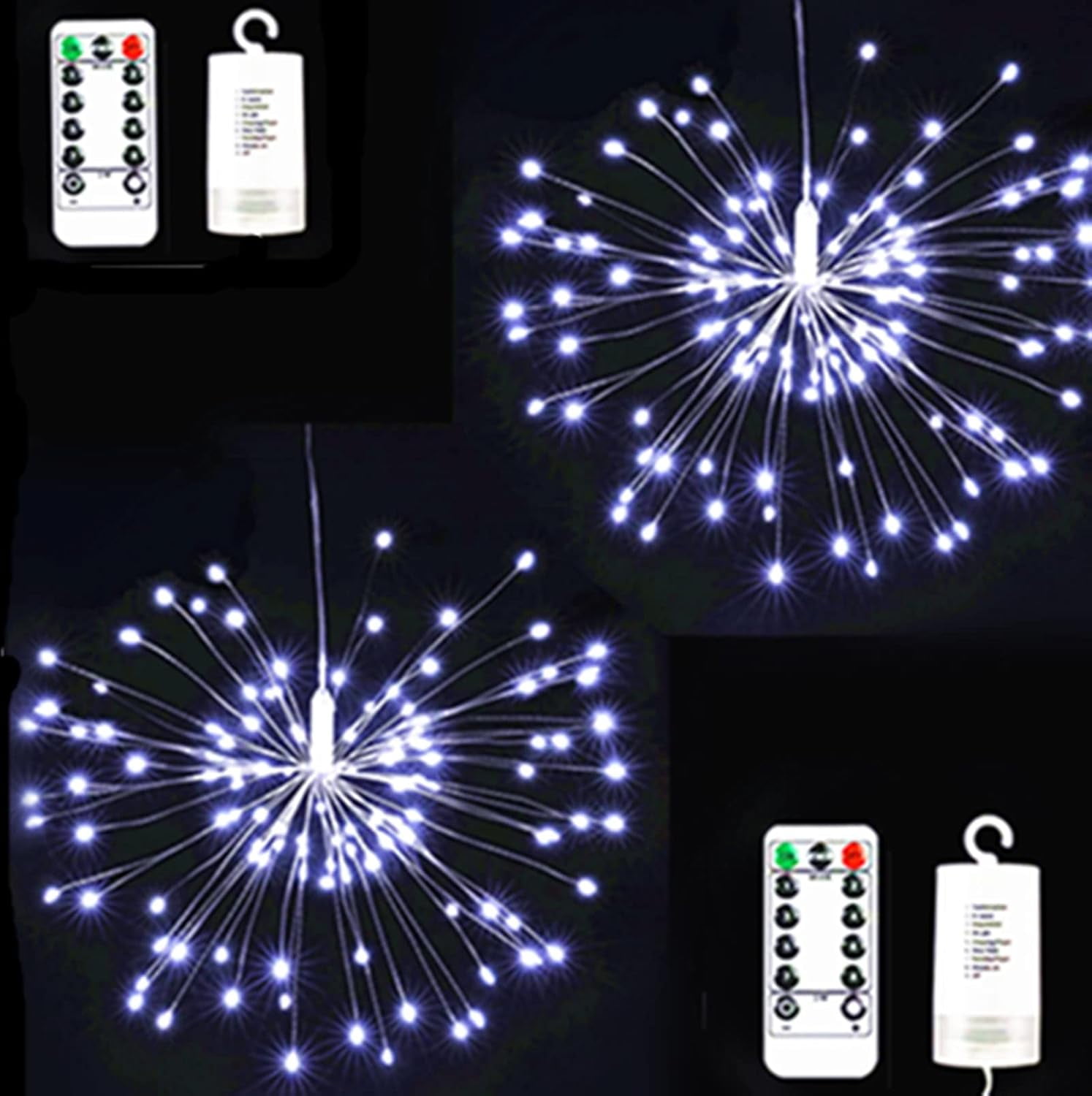 EONQY Firework Fairy Light, 2 Pack Copper Wire Starburst Lights Battery ...