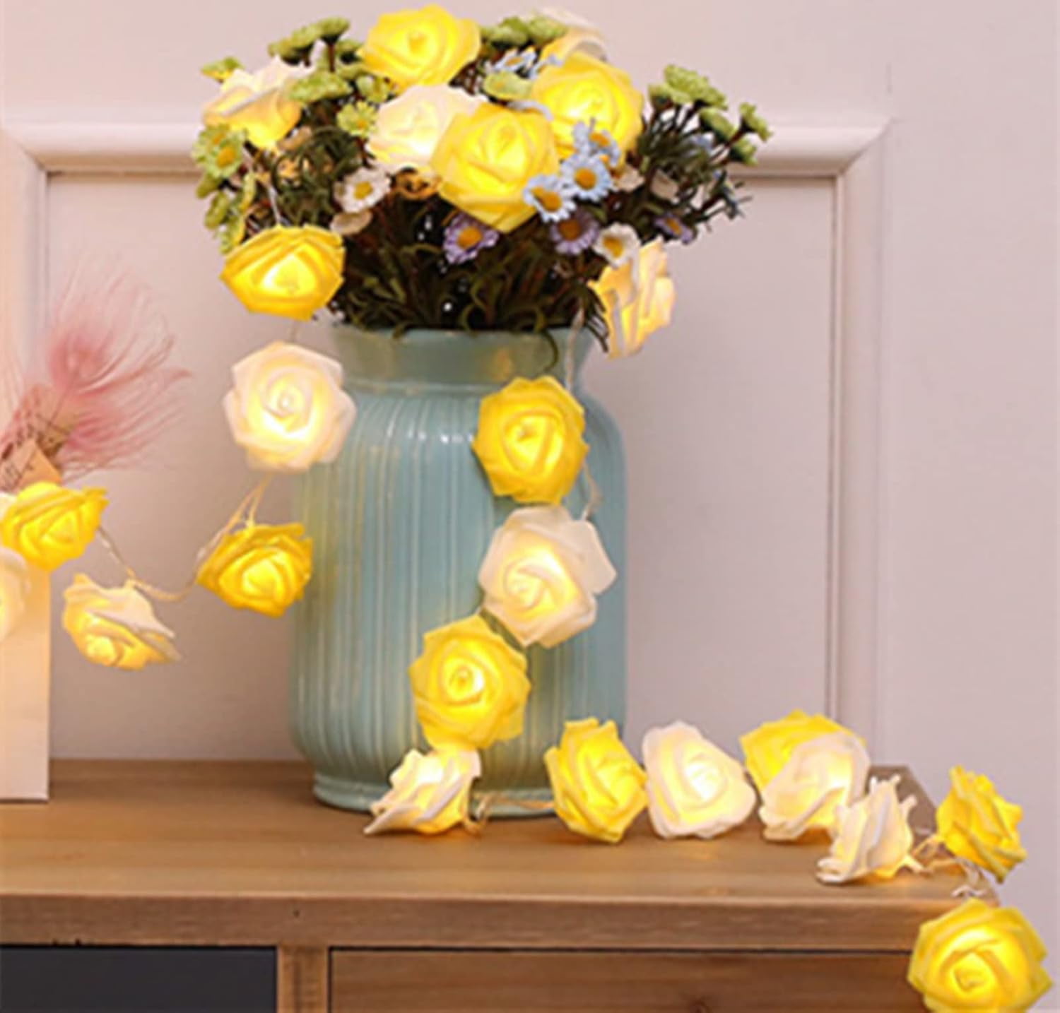 EONQY Flower String Light, Rose Garland Fairy String Lights USB ...