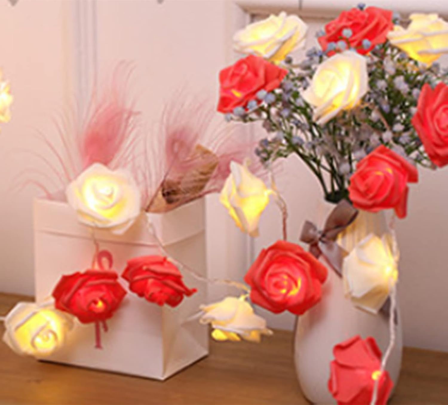 EONQY Flower String Light, Rose Garland Fairy String Lights USB ...