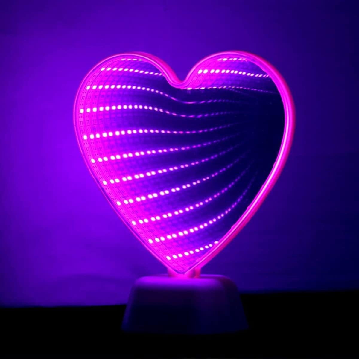 EONQY LED Night Lamp, Tunnel Light 3D Infinity Mirror Light Cute Heart ...