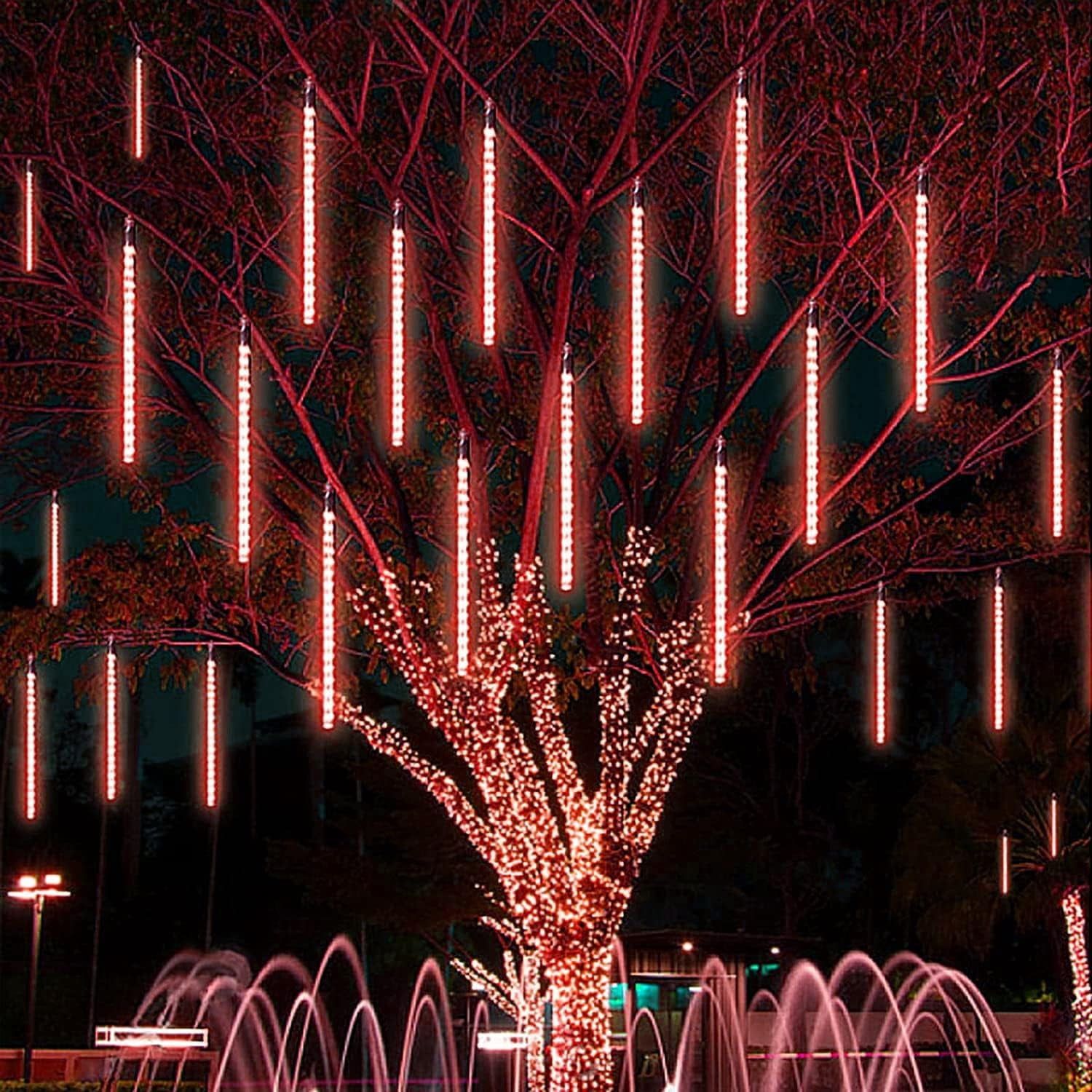 EONQY Meteor Shower Lights, 30cm 8 Tube Solar Raindrop Lights ...