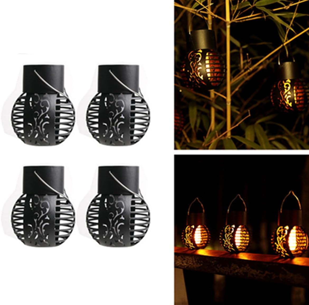 EONQY Solar Flame Effect Lantern, Hanging Garden Light Waterproof ...