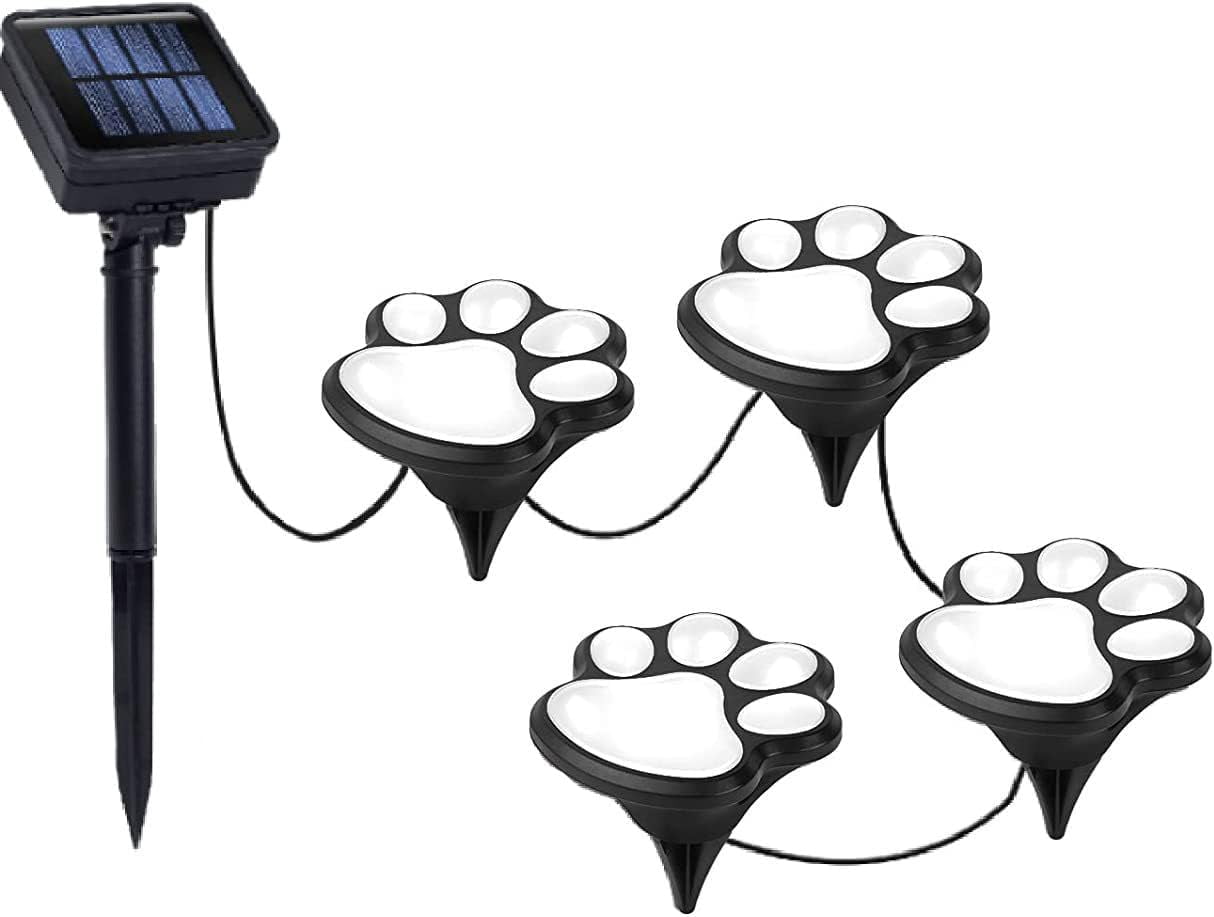 EONQY Solar Paw Print Lights, 4 Pack Solar Ground Lights Outdoor ...