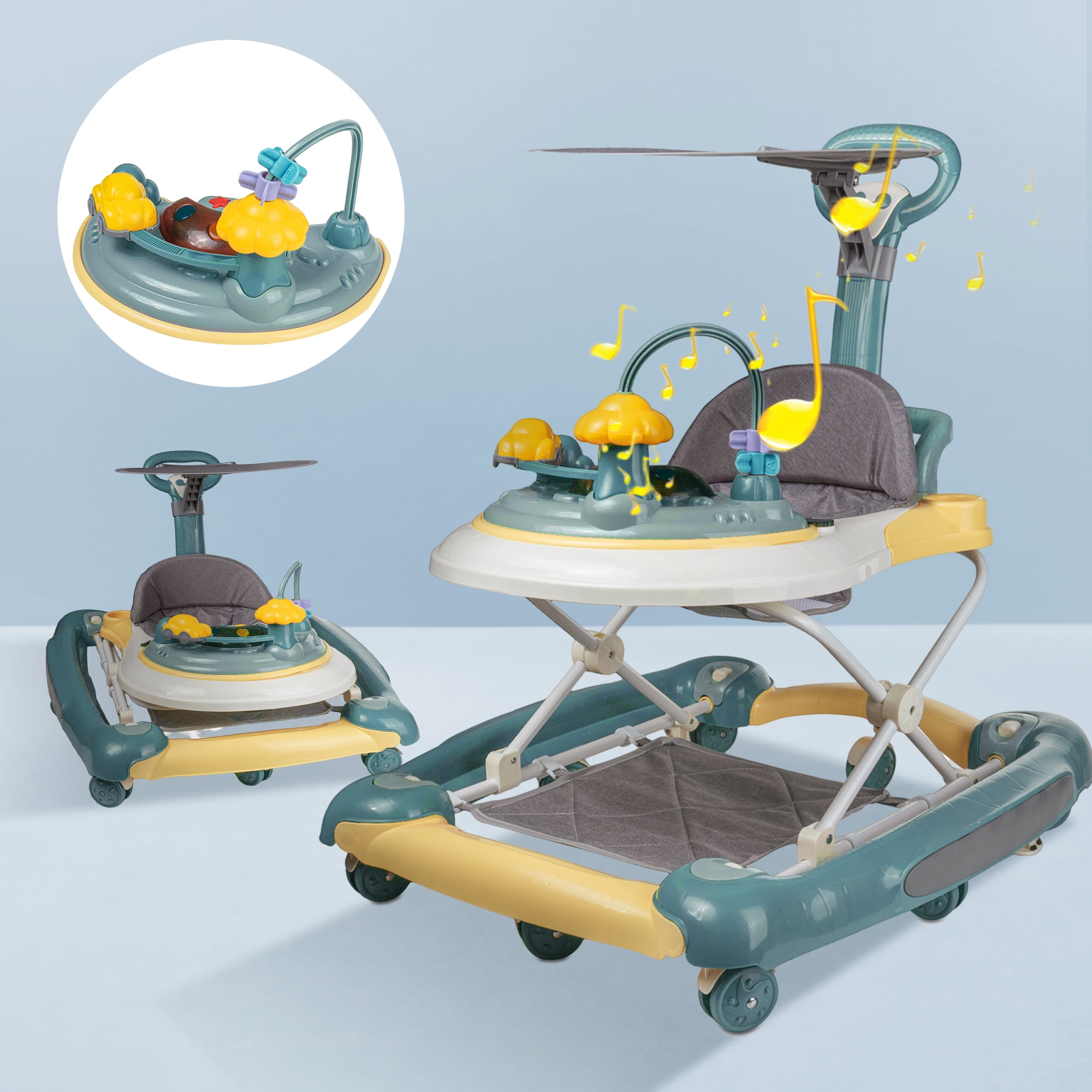 EONROACOO 5-in-1 Baby Walker, Music and Lights Infant Walker for Boys ...