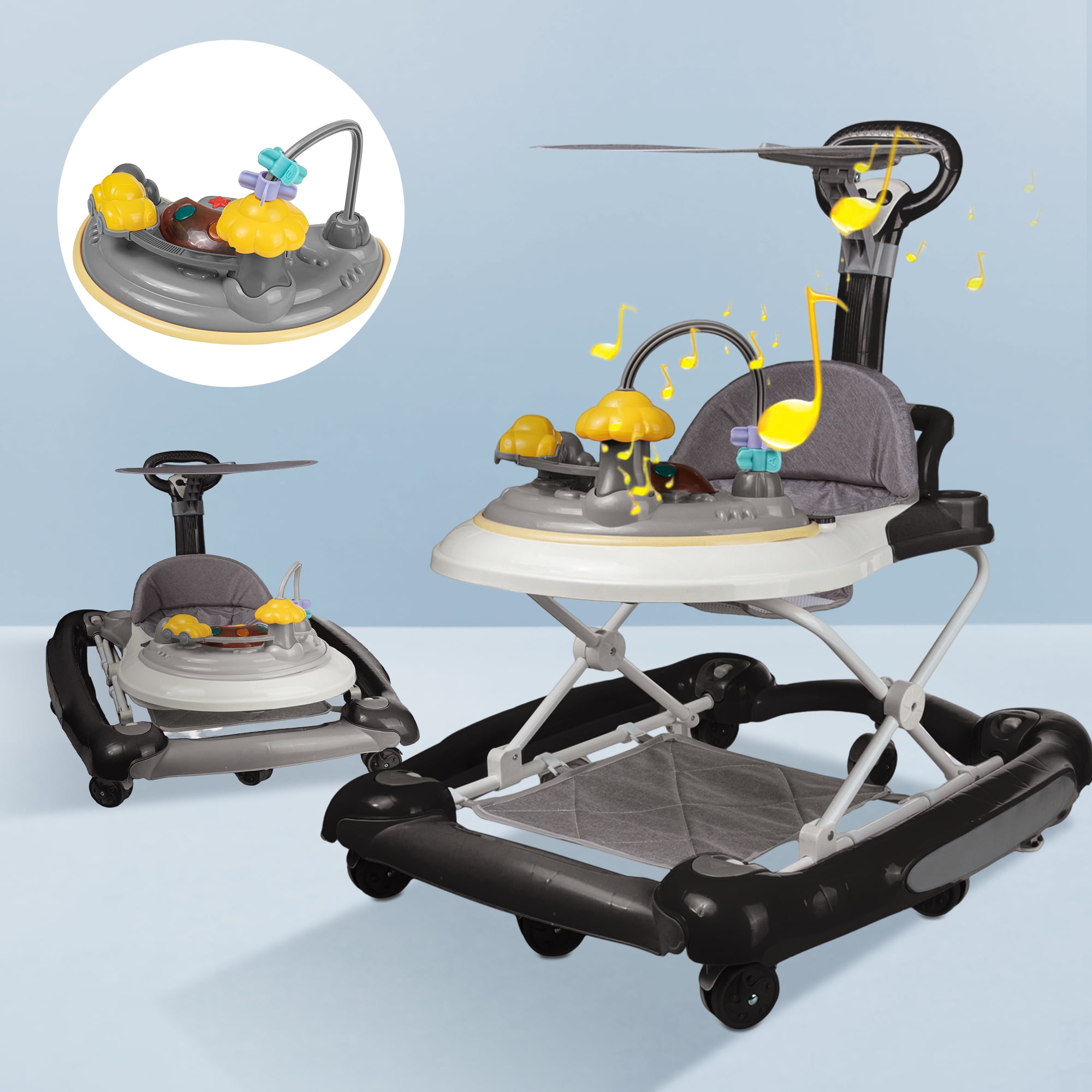 EONROACOO 5-in-1 Adjustable Height Baby Walker, Unisex, Music and ...