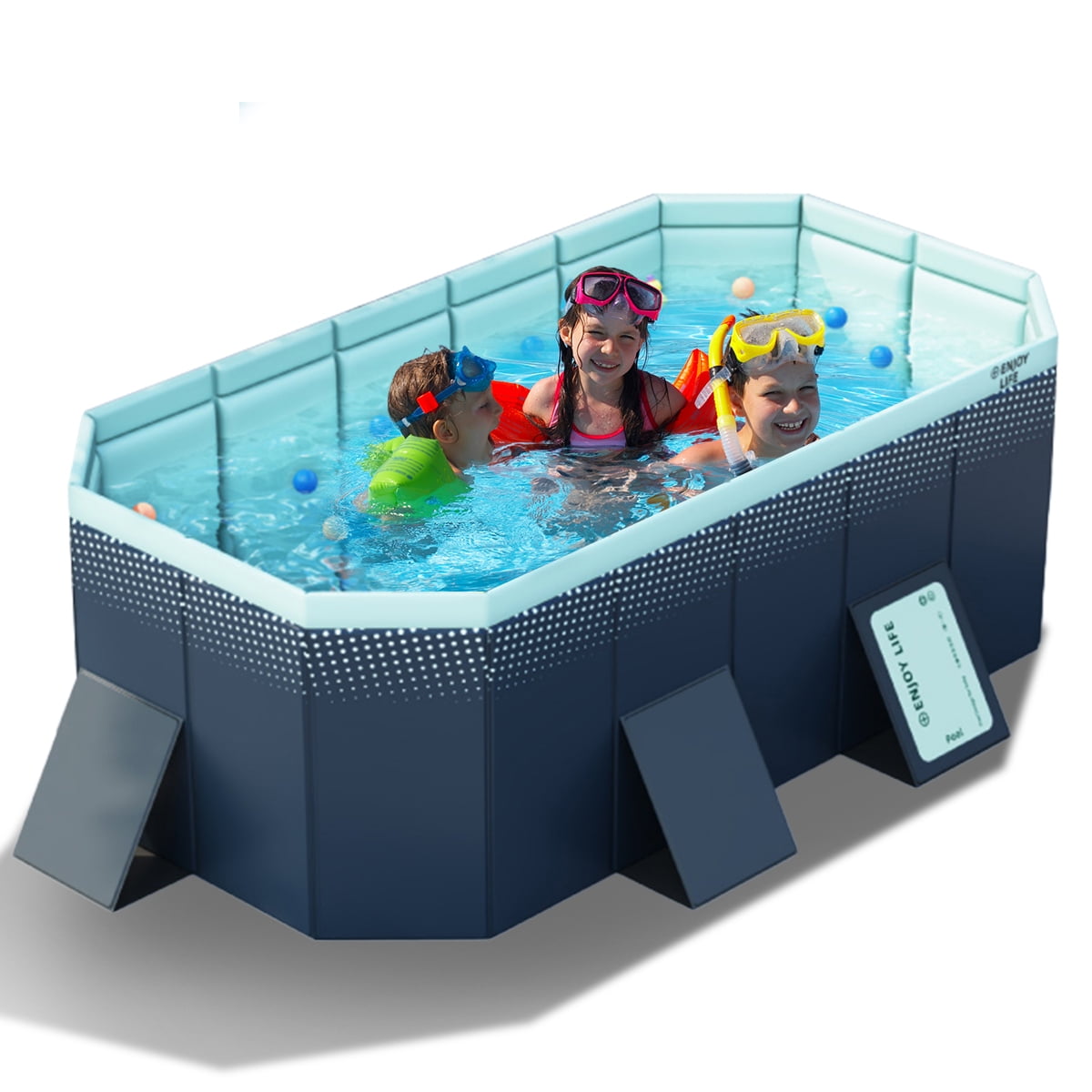 EONROACOO Large Family Size Foldable Swimming Pool for Backyard ...