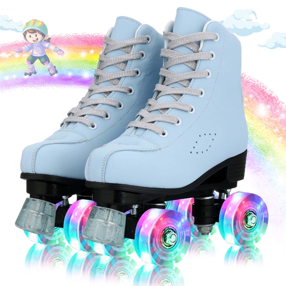 EONROACOO Girls Boys Roller Skates for Kids Teen, Flashing Wheels ...