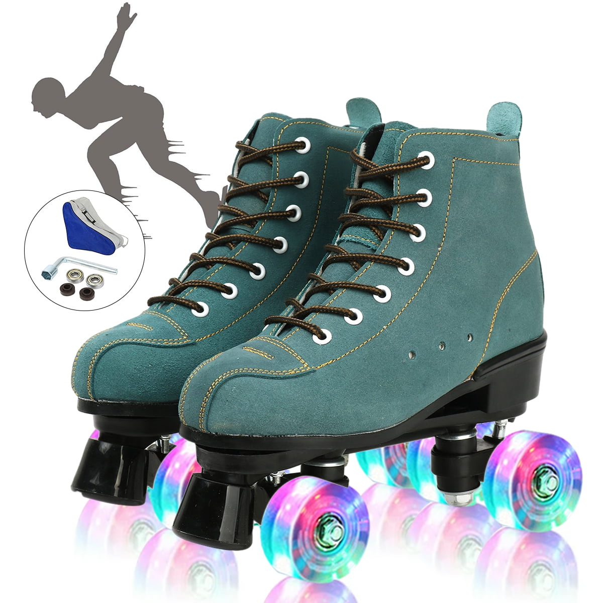 EONROACOO Roller Skates, High Top Leather Roller Skates for Adult ...