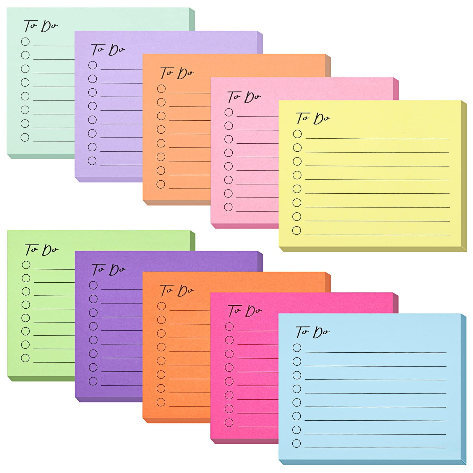 EOOUT 10 Pack Lined Sticky Notes, 3x4 Inch 500 Sheets to Do List Sticky ...