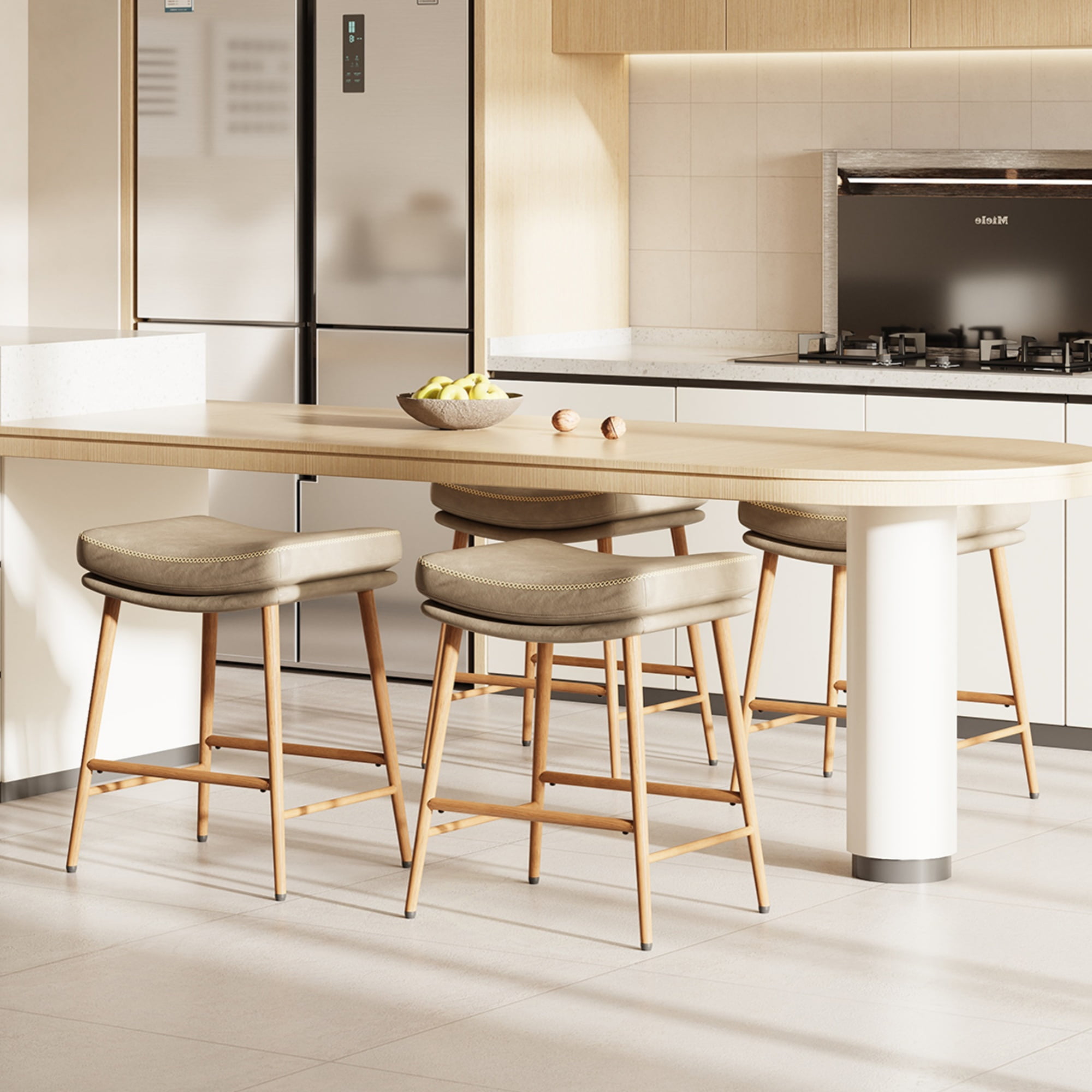 EOP 24’’H Barstools Set of 4, Modern Saddle Counter Height Bar Stools ...