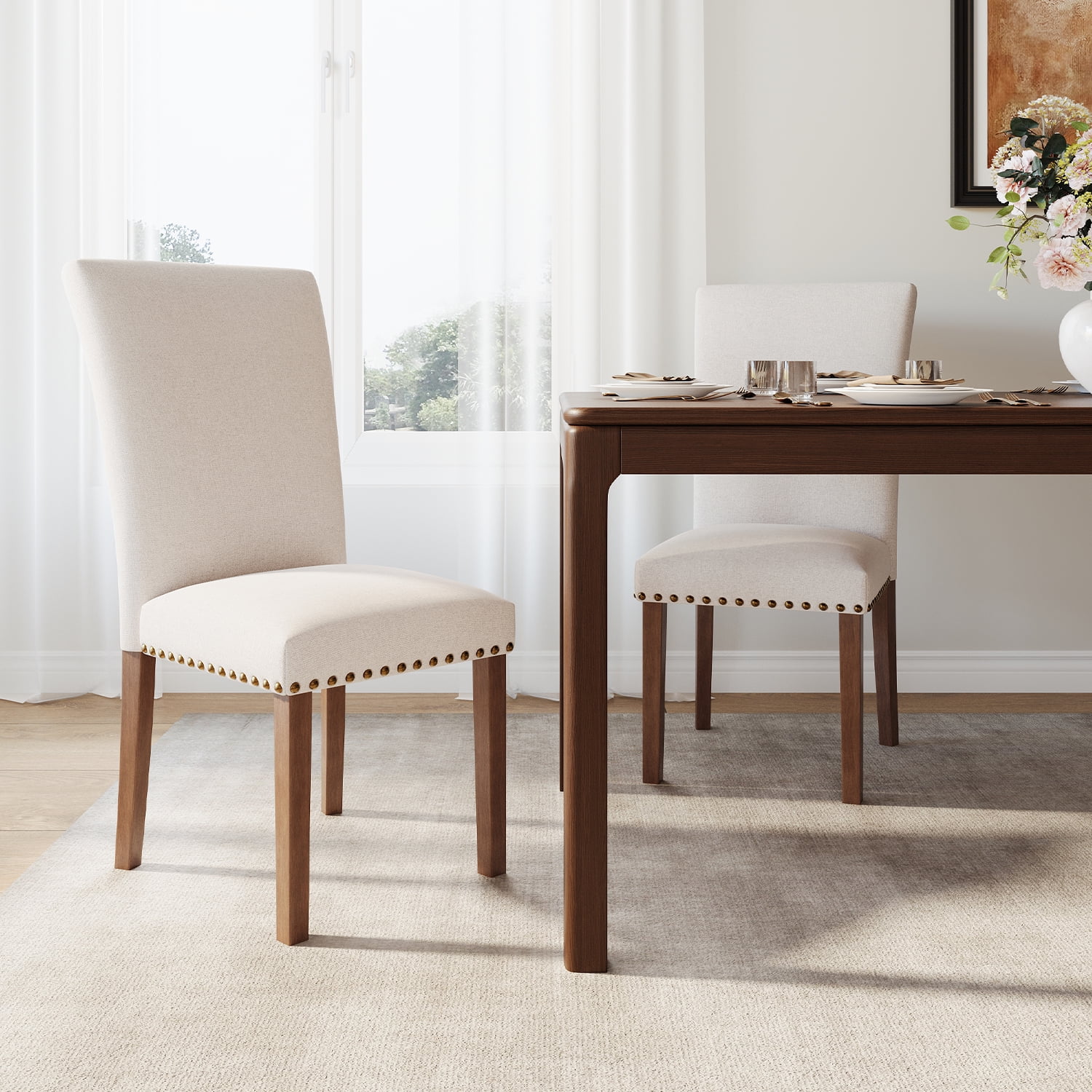 EOP Modern Upholstered Dining Chairs Set of 2, Tufted Parsons Dining ...