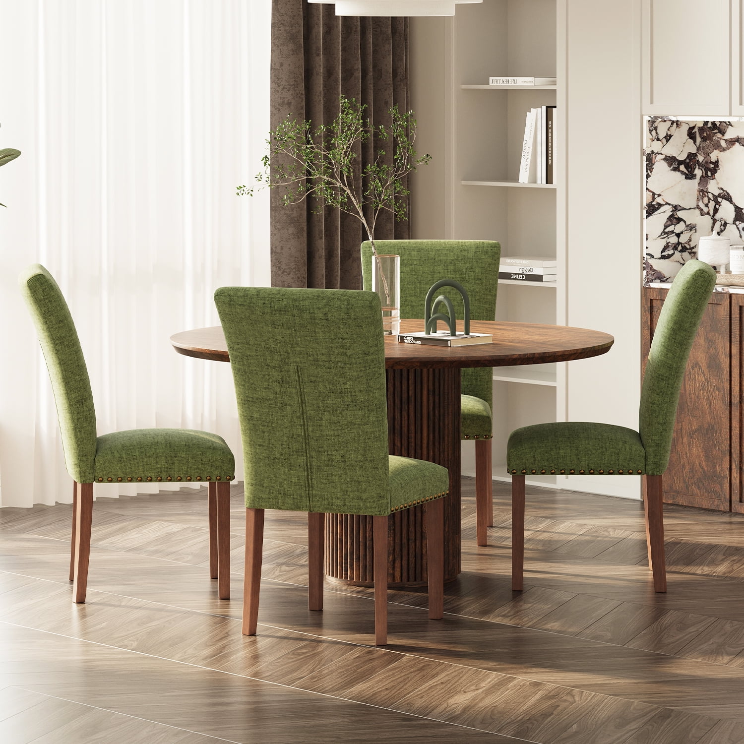EOP Modern Upholstered Dining Chairs Set of 4, Tufted Parsons Dining ...