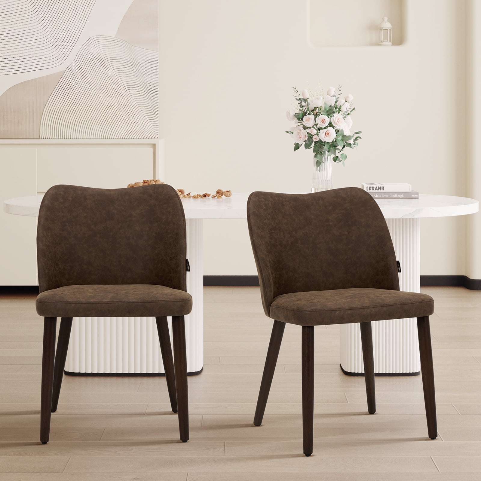 EOP Upholstered Dining Chairs Set of 2, Mid Century Modern Dining Room ...