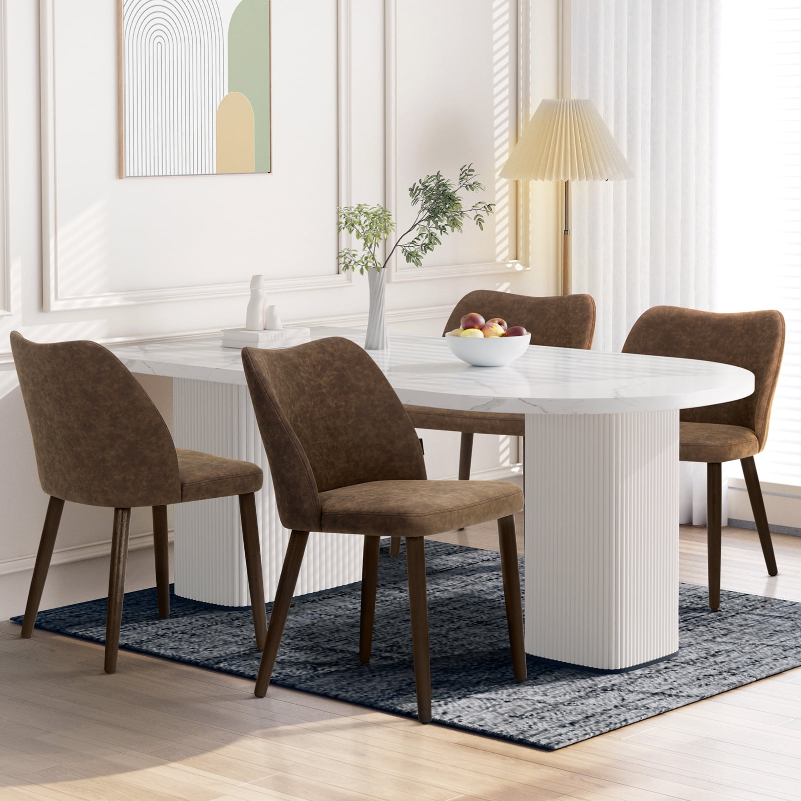 EOP Upholstered Dining Chairs Set of 4, Mid Century Modern Dining Room ...
