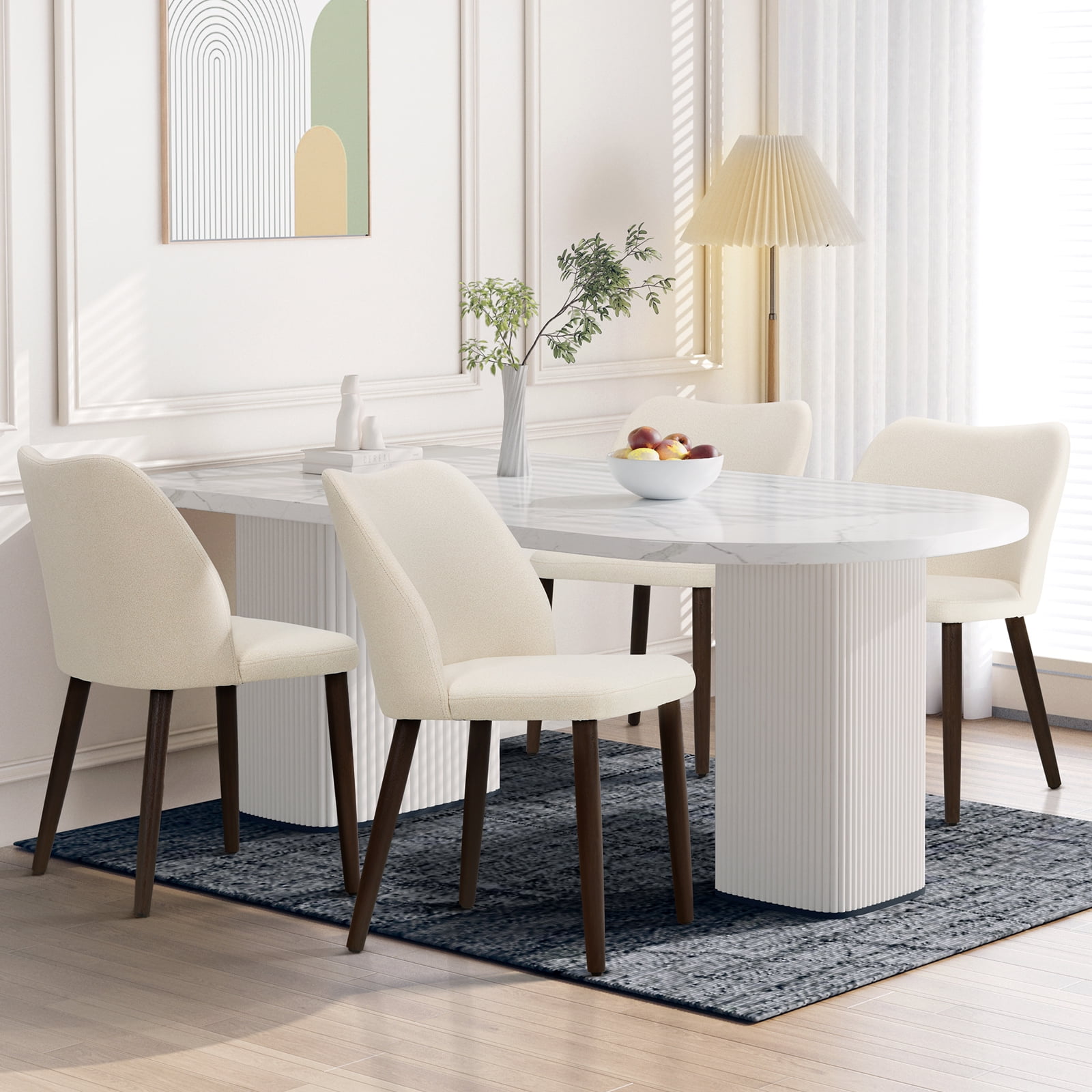 EOP Upholstered Dining Chairs Set of 4, Mid Century Modern Dining Room ...