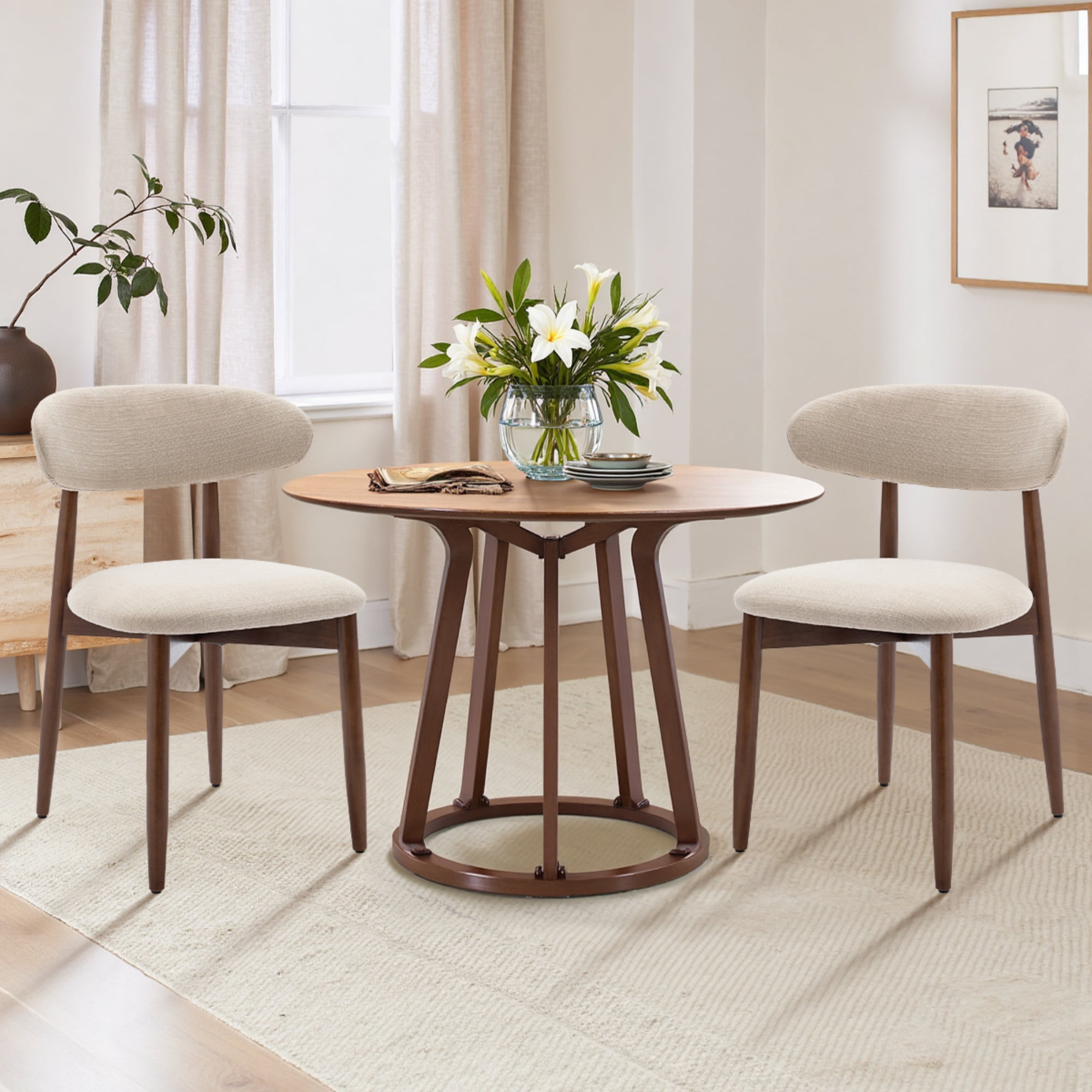 EOP Wooden Dining Chairs Set of 2, Farmhouse Kitchen Side Chairs with ...