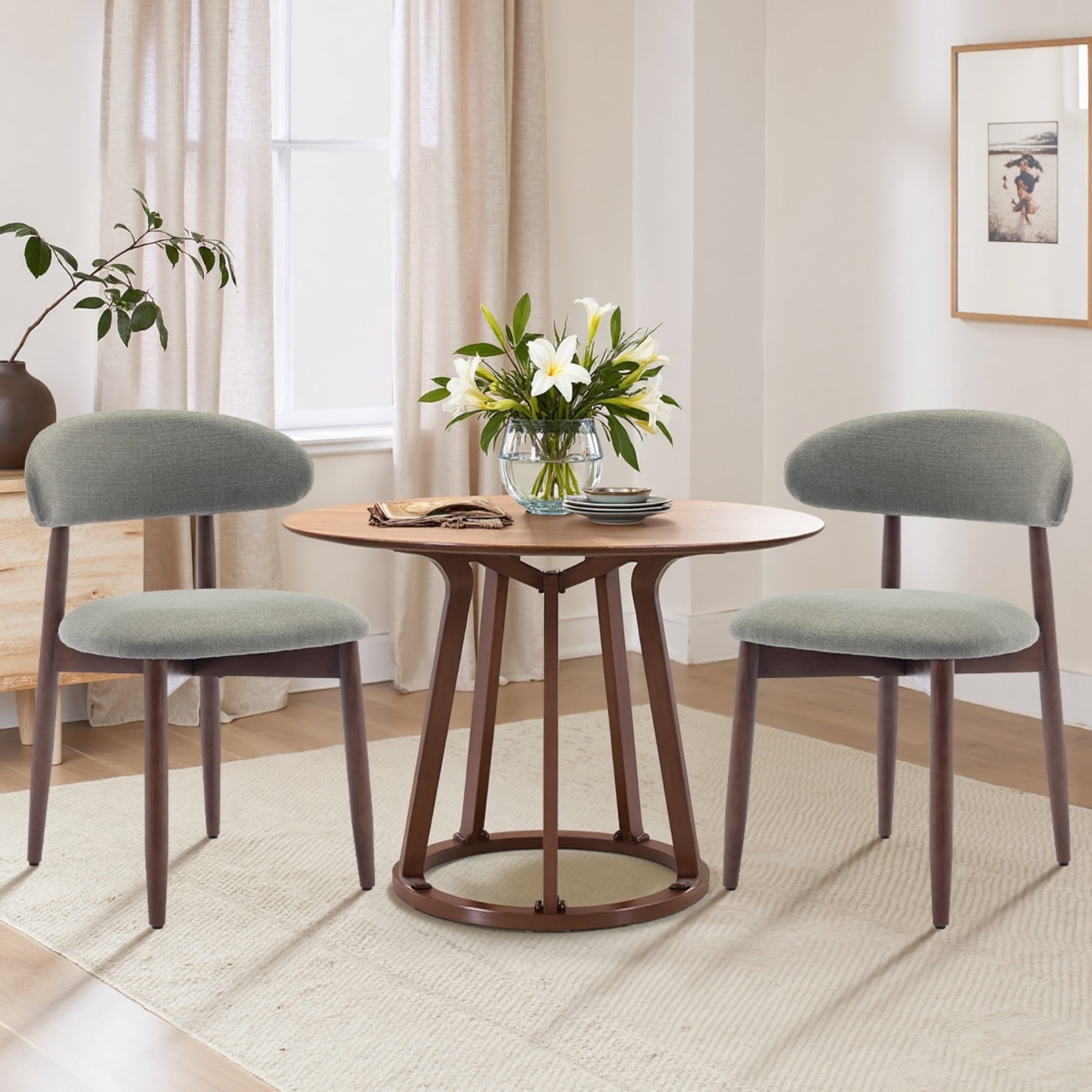 EOP Wooden Dining Chairs Set of 2, Farmhouse Kitchen Side Chairs with ...