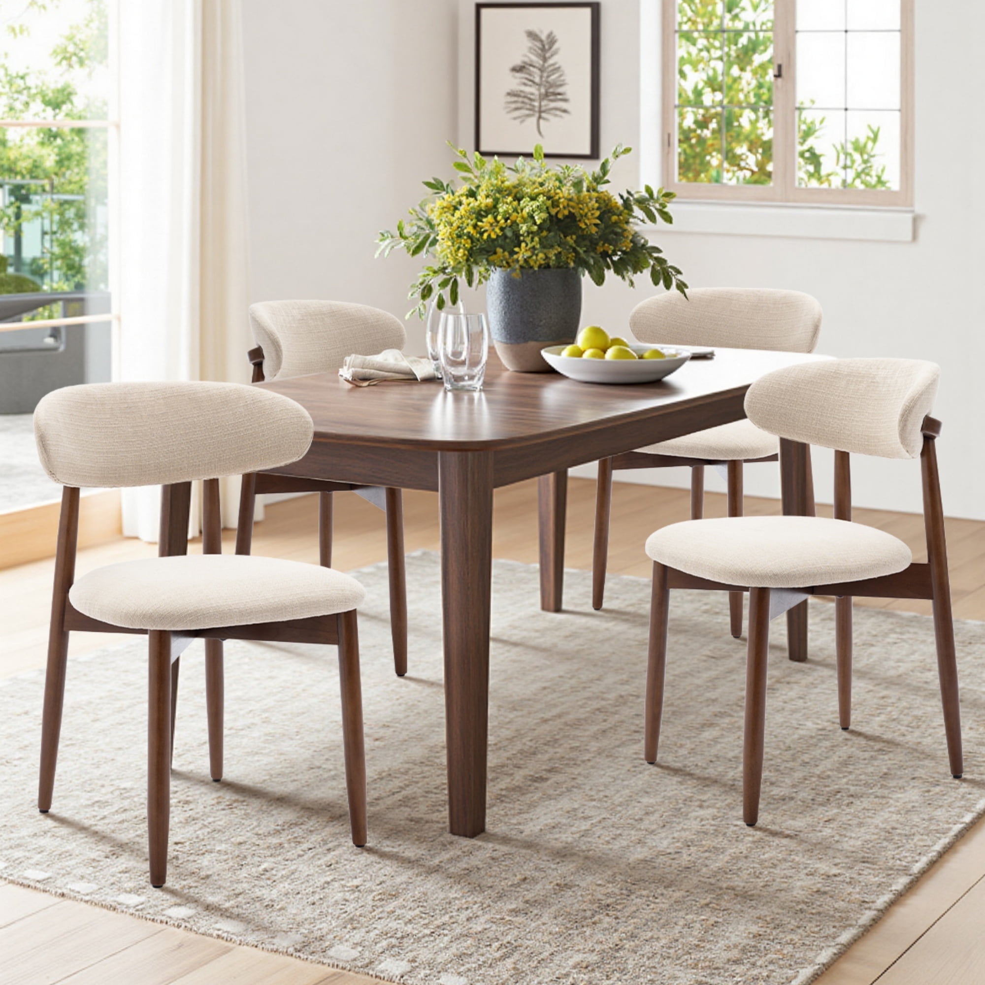 EOP Wooden Dining Chairs Set of 4, Farmhouse Kitchen Side Chairs with ...