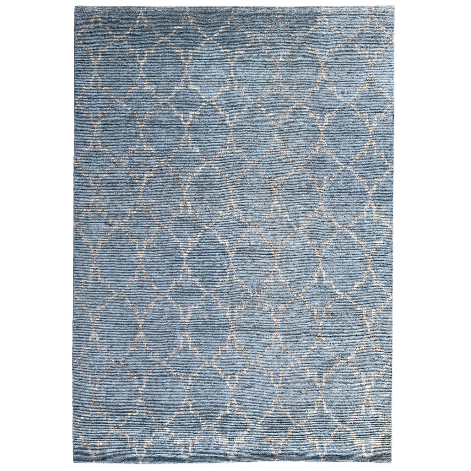 EORC BLUE / SILVER Hand Knotted Wool Contemporary Agra Rug, 10' x 14 ...
