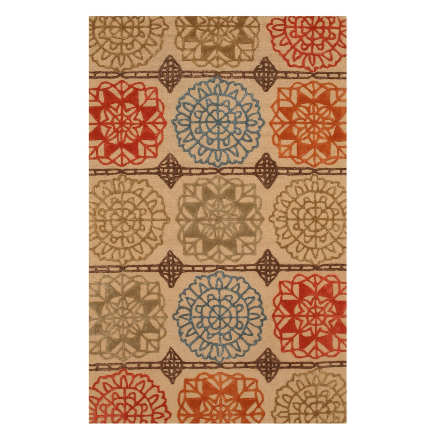 EORC Beige Hand-Tufted Wool Transitional Matrix Rug, 7'9 x 9'9 ...