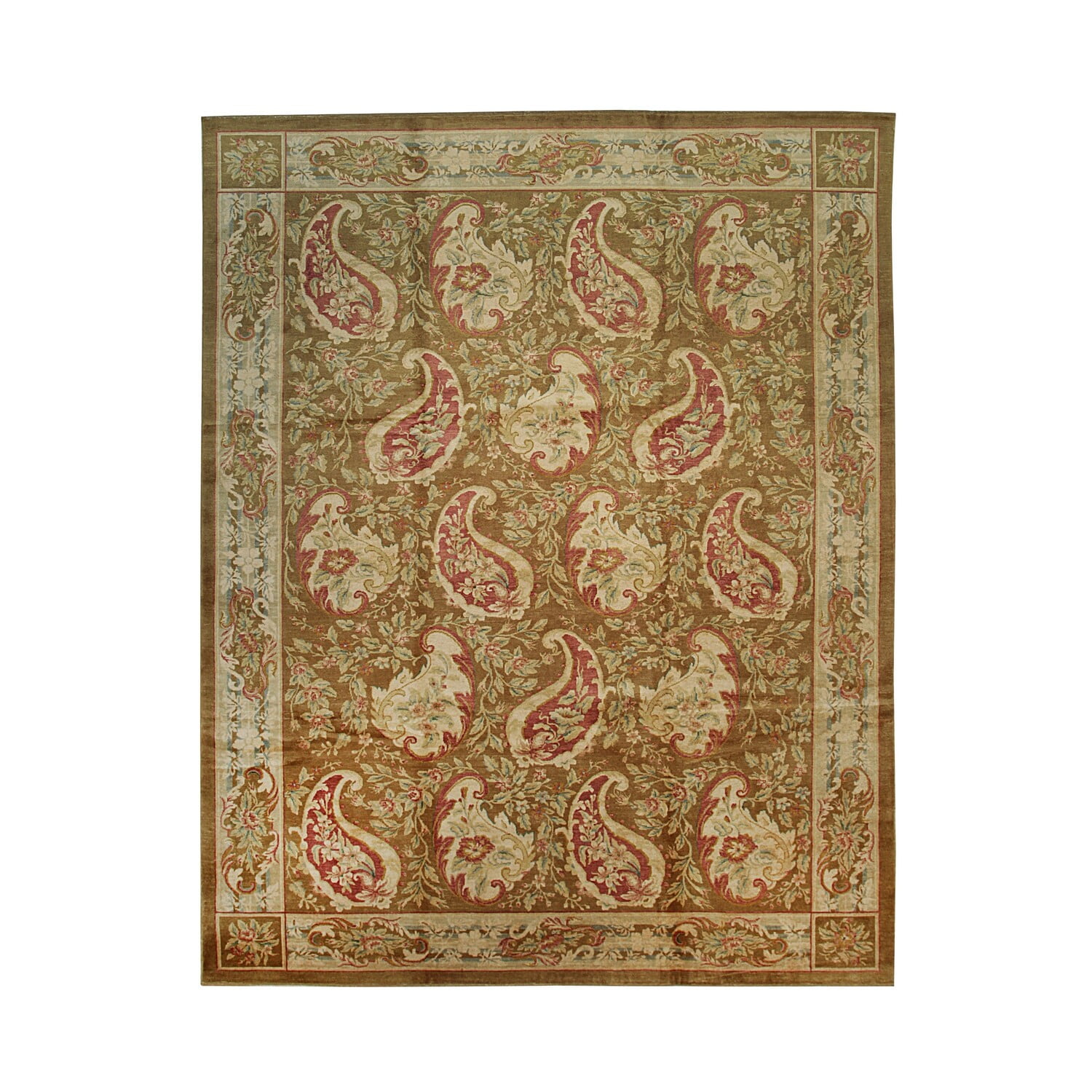 EORC Beige Handwoven Wool Transitional? Spanish Style Rug, 9'2 x 11'5 ...