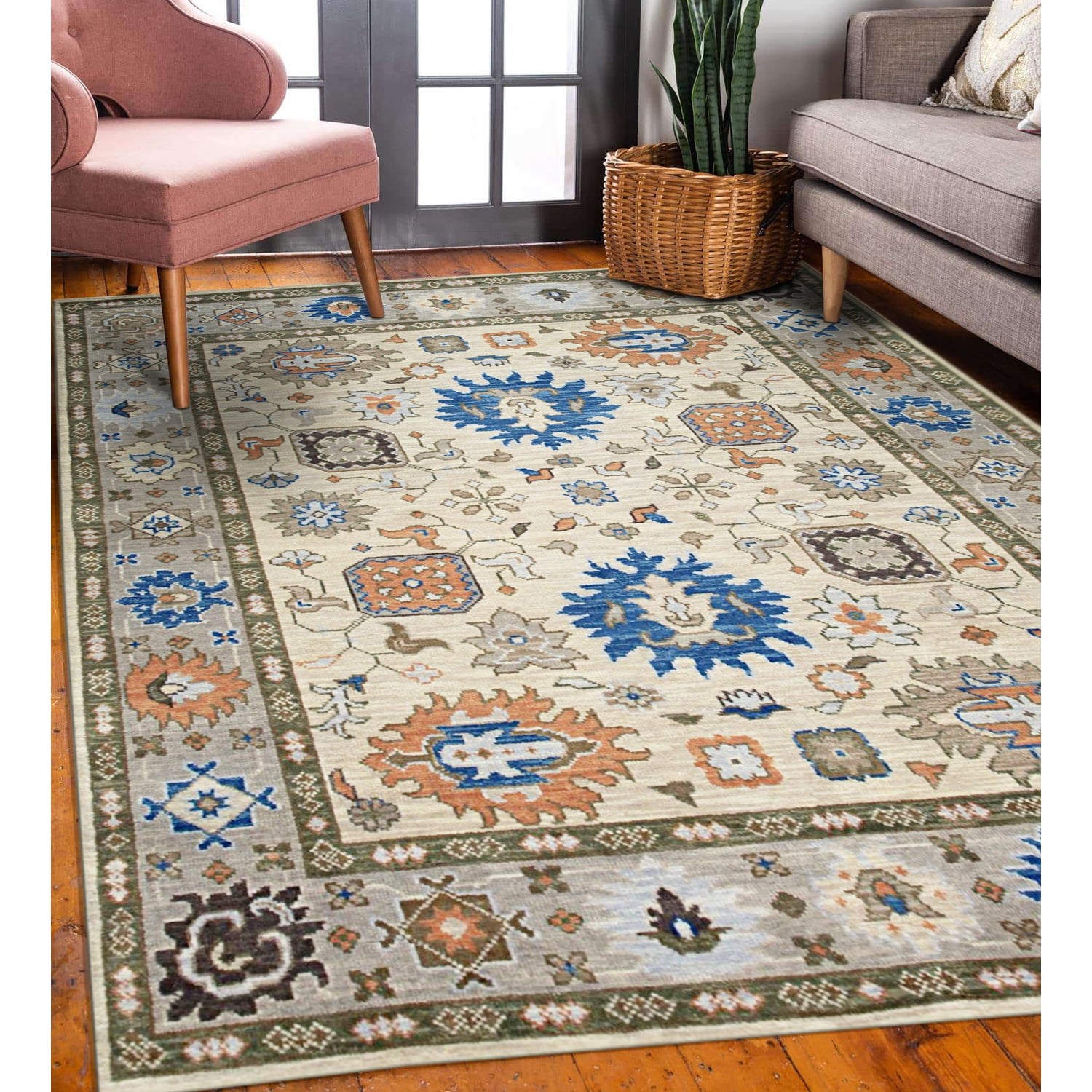 EORC Beige Traditional Classic Modern Knot Area Rug - Walmart.com