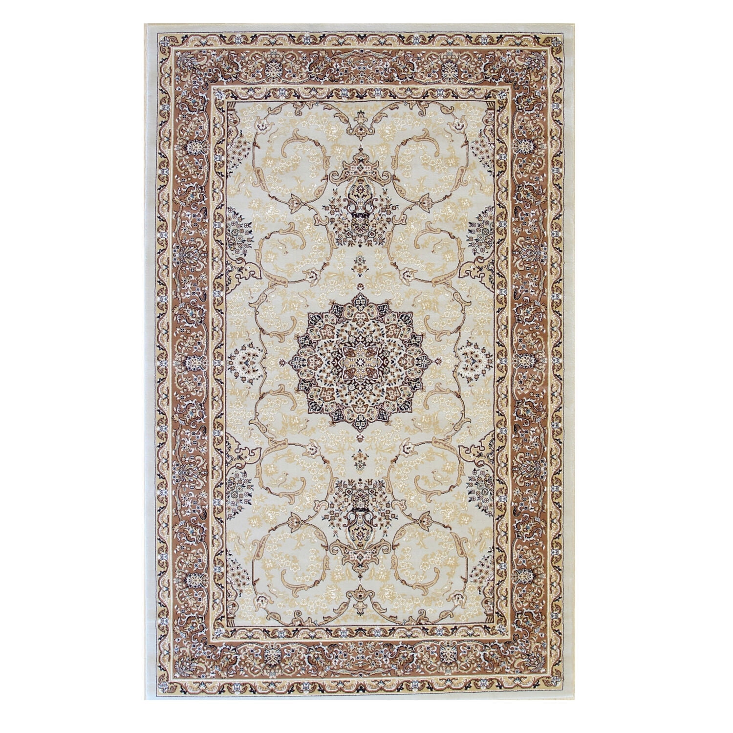 EORC Beige machine-made Polypropylene Traditional Tabriz Rug, 3'11 x 5 ...
