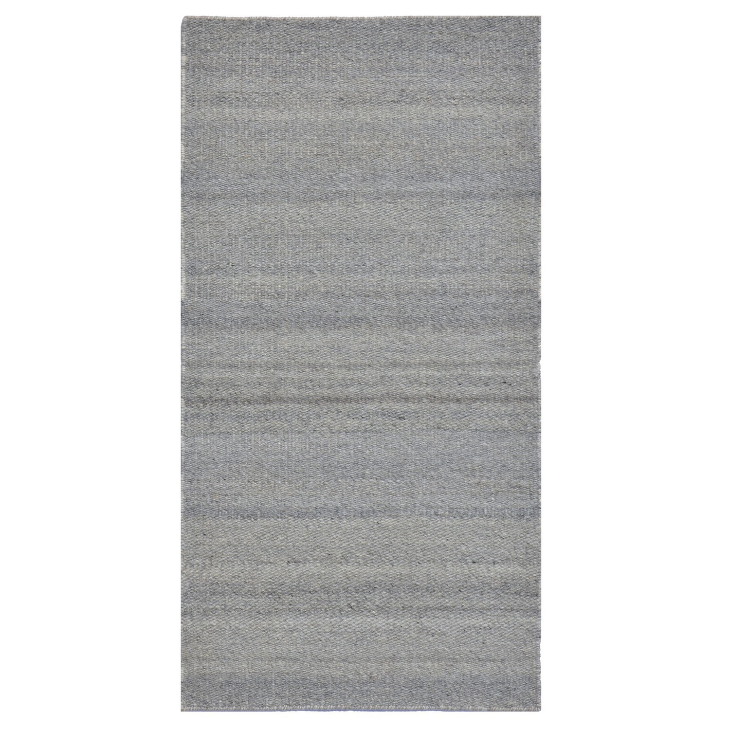 EORC Gray Hand Woven Wool and Viscose Modern Reversible flat weave ...