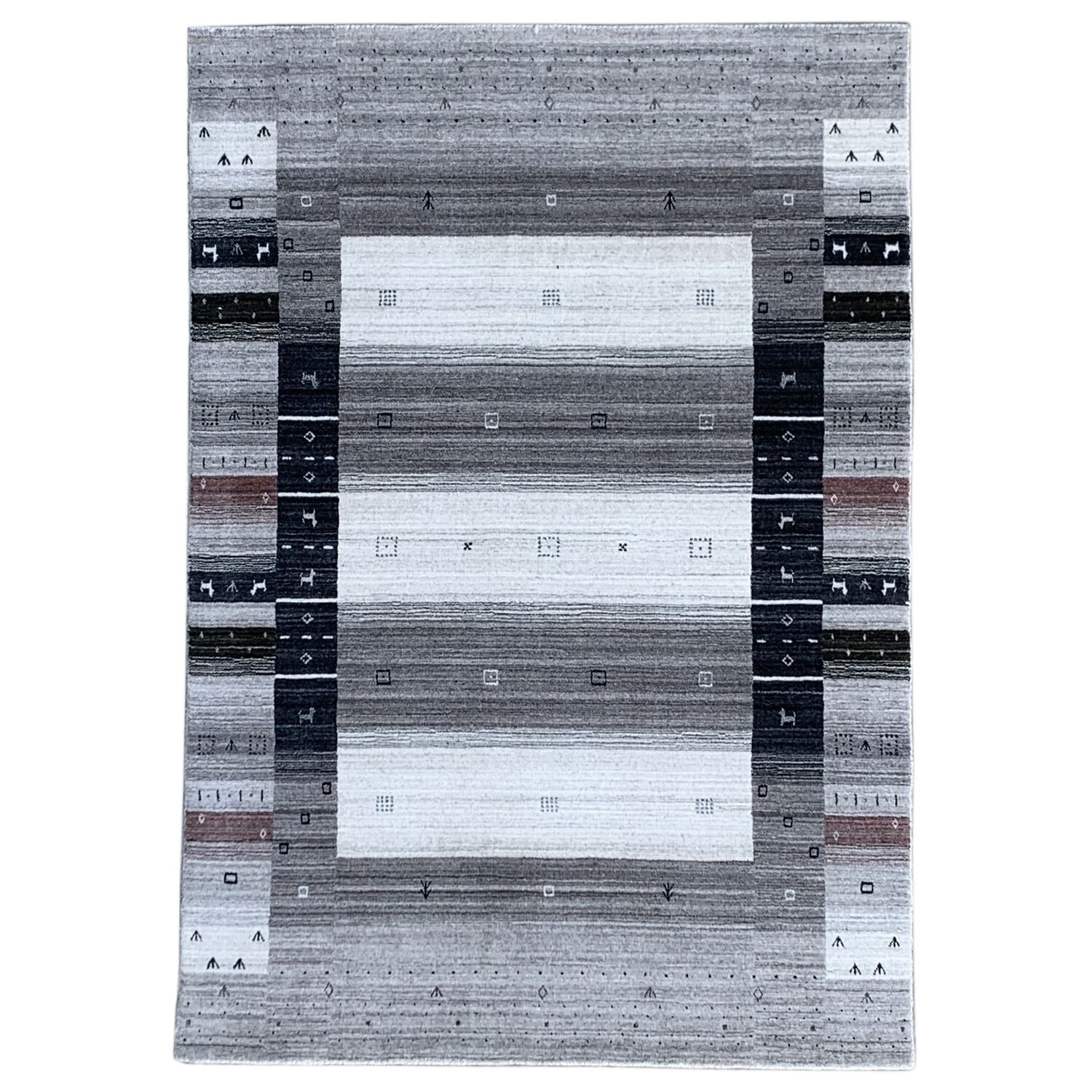 EORC Gray Handmade Wool Transitional Gabbeh Rug, 4'7 X 6'6 - Walmart.com