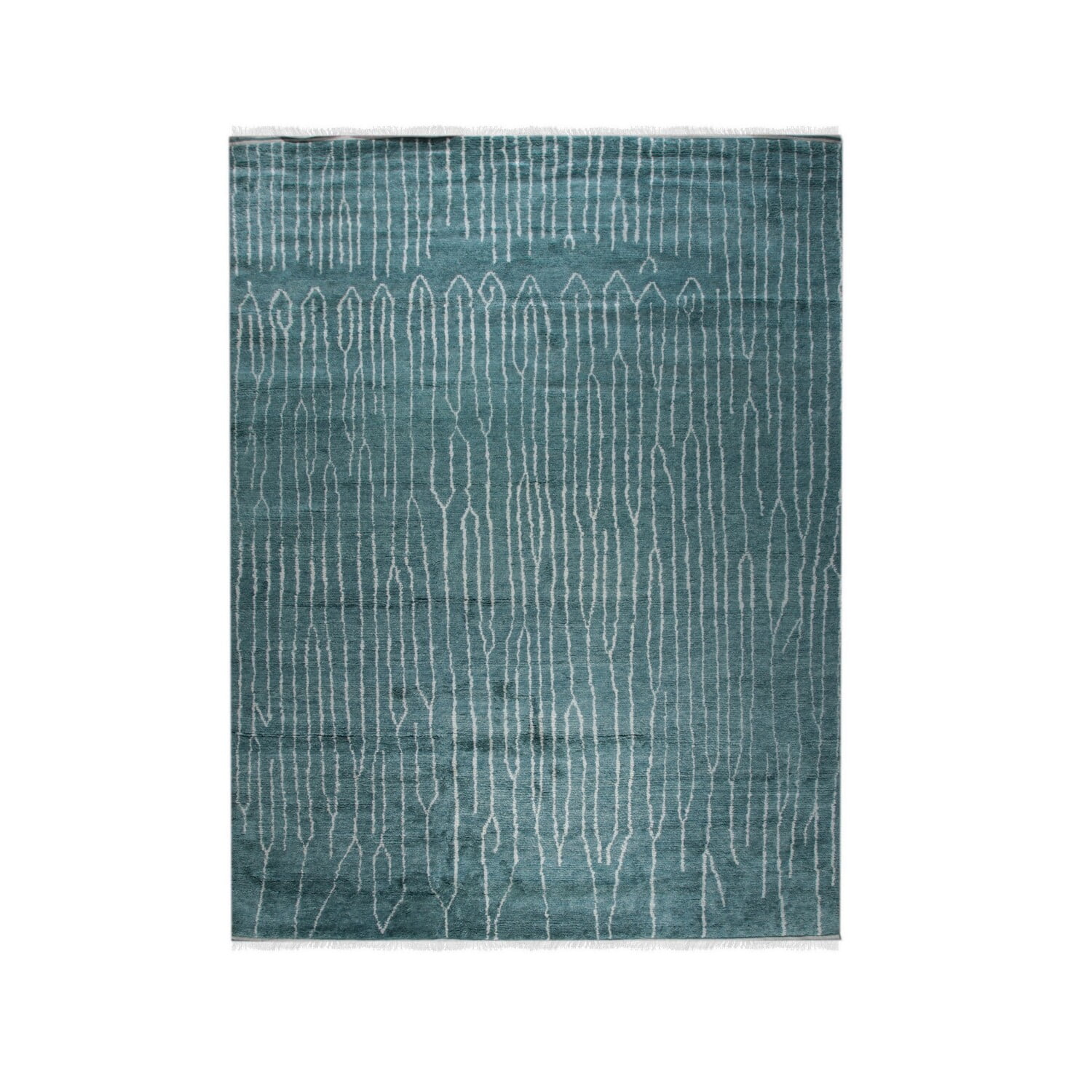 EORC DO02GN6X9 Hand Knotted Wool Moroccan Rug, 6' x 9', Green Area Rug ...