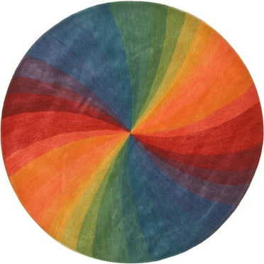 EORC Yellow Hand-Tufted Wool Contemporary Swirl Rug, 6' Round - Walmart.com