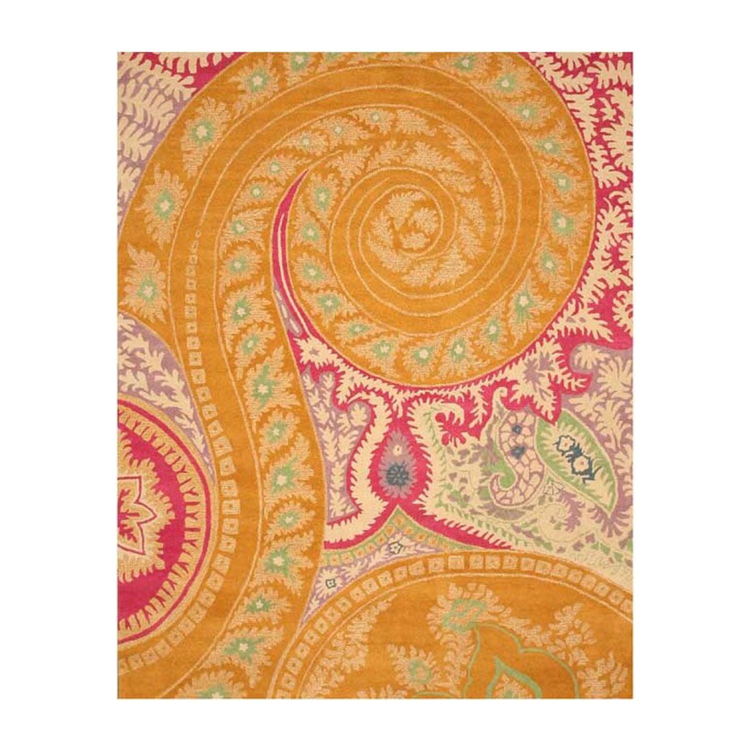 EORC Orange Hand-Tufted Wool Transitional Paisley Rug, 7'9 Square ...