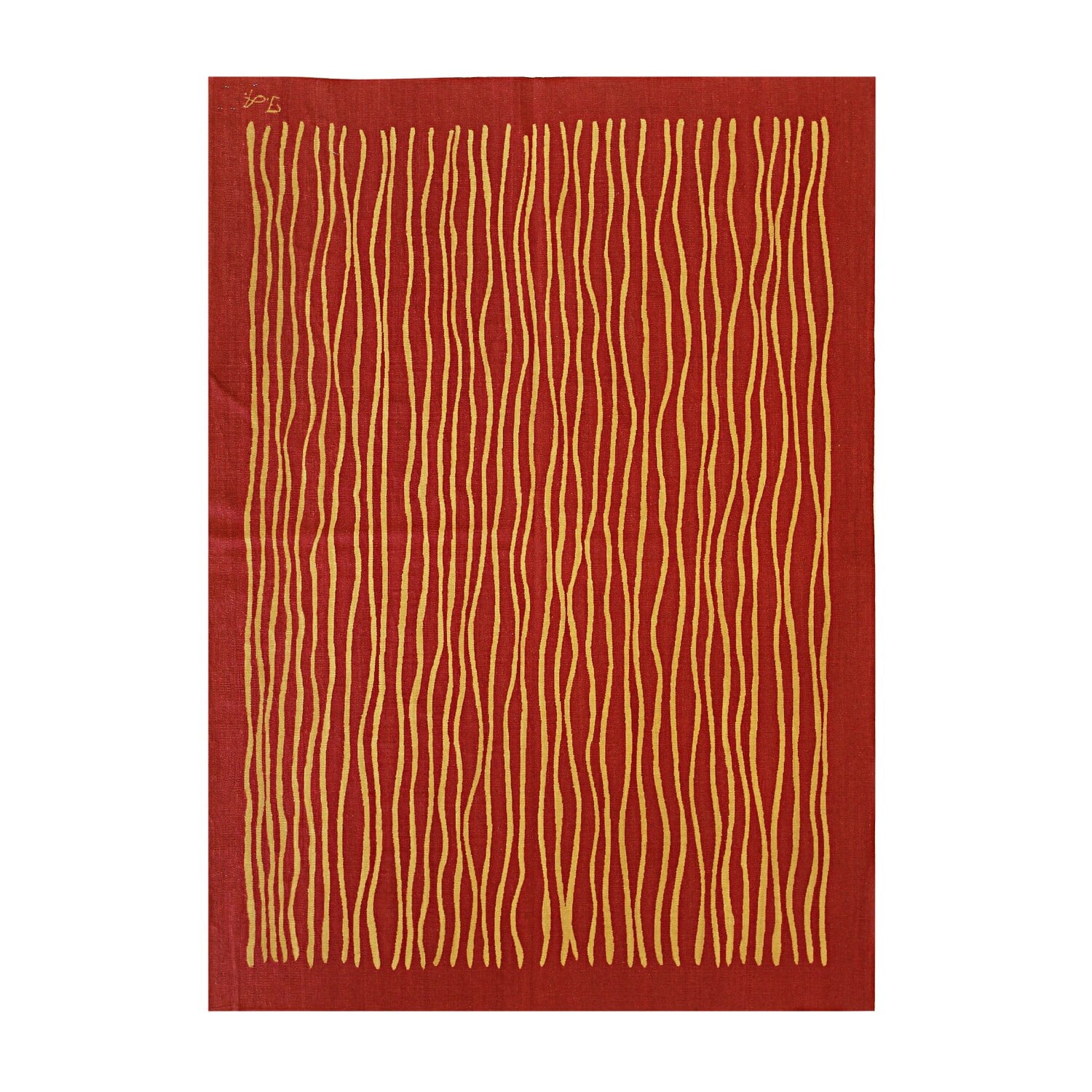 EORC Red Handwoven Wool Contemporary Modern Flat Weave Rug, 7' x 8 ...
