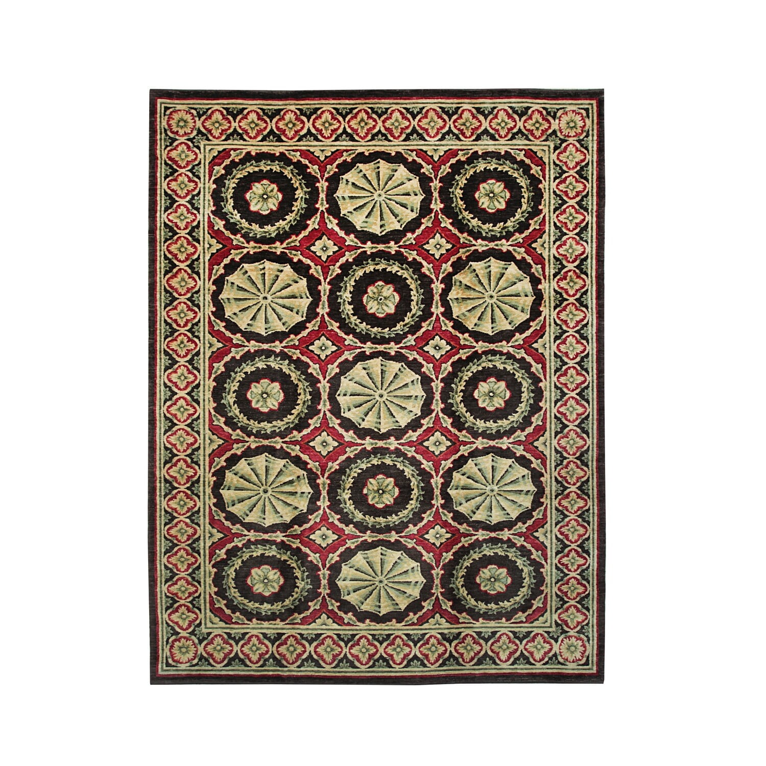 EORC Red Handwoven Wool Transitional? Spanish Style Rug, 9' x 13 ...