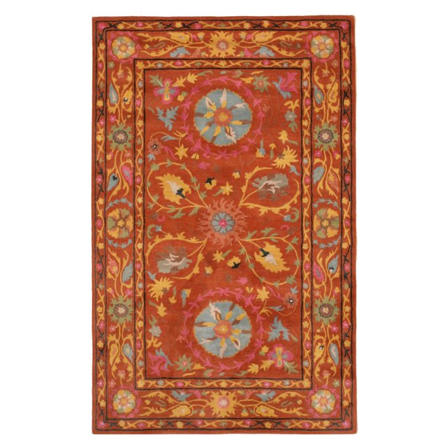 EORC Rust Hand-Tufted Wool Traditional Oriental Rug, 8'9 x 11'9 ...
