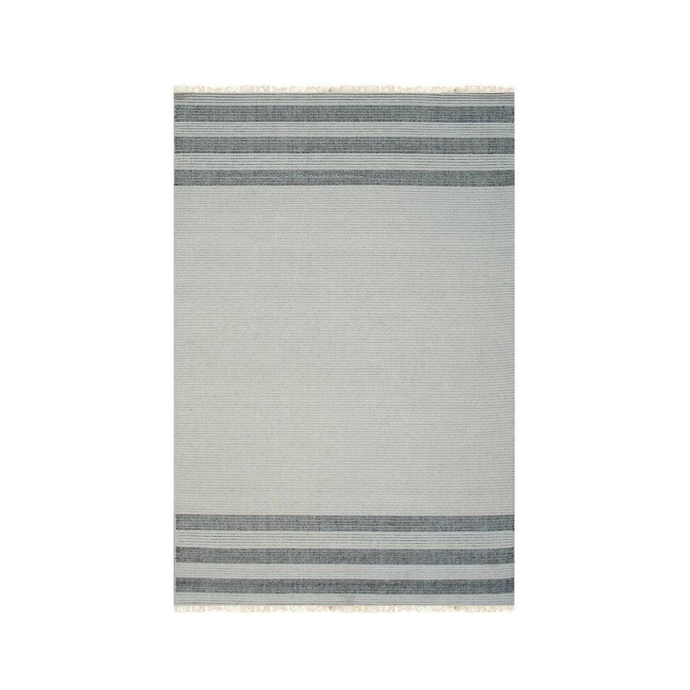 EORC White Hand-Knotted Wool Modern HANDLOOM Flat Weave DURRIE Rug, 6 ...