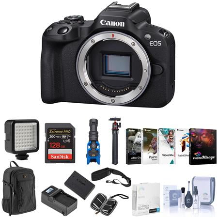 EOS R50 Mirrorless Camera Body, Black Bundle with Corel PC Software Kit ...