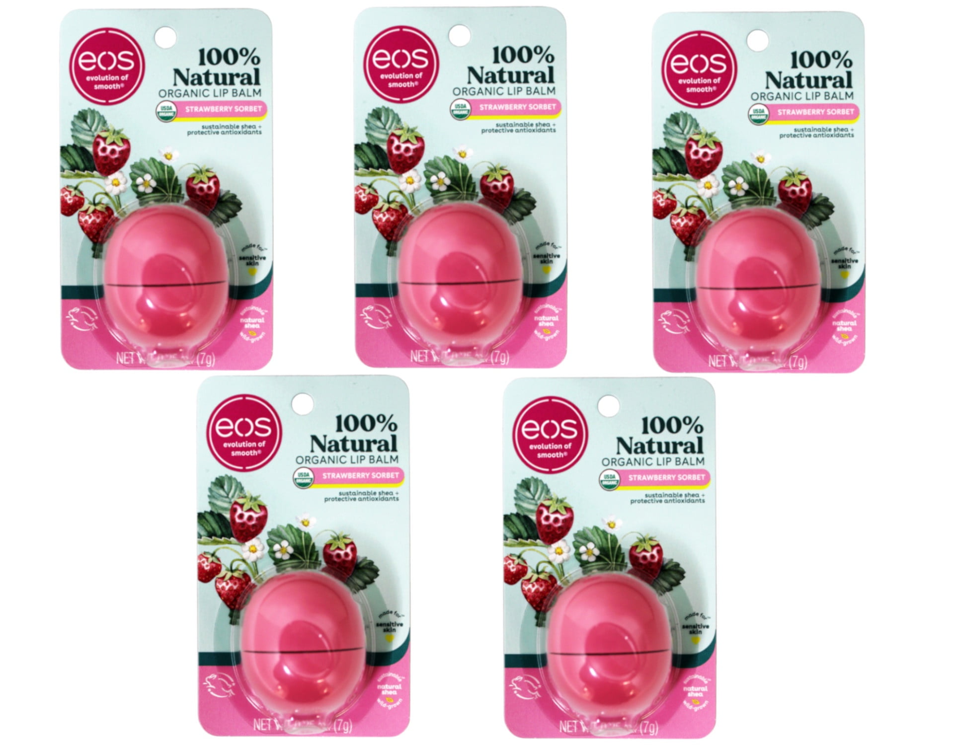 EOS Organic Lip Balm 0.25 Oz Strawberry Sorbet (Pack of 5) - Walmart.com