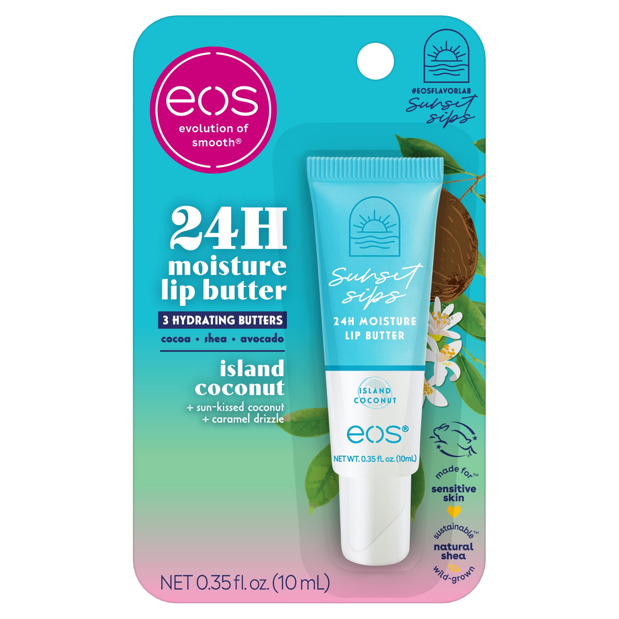 eos, Lip Butter, 0.35 fl oz, Island Coconut, Overnight Lip Mask ...