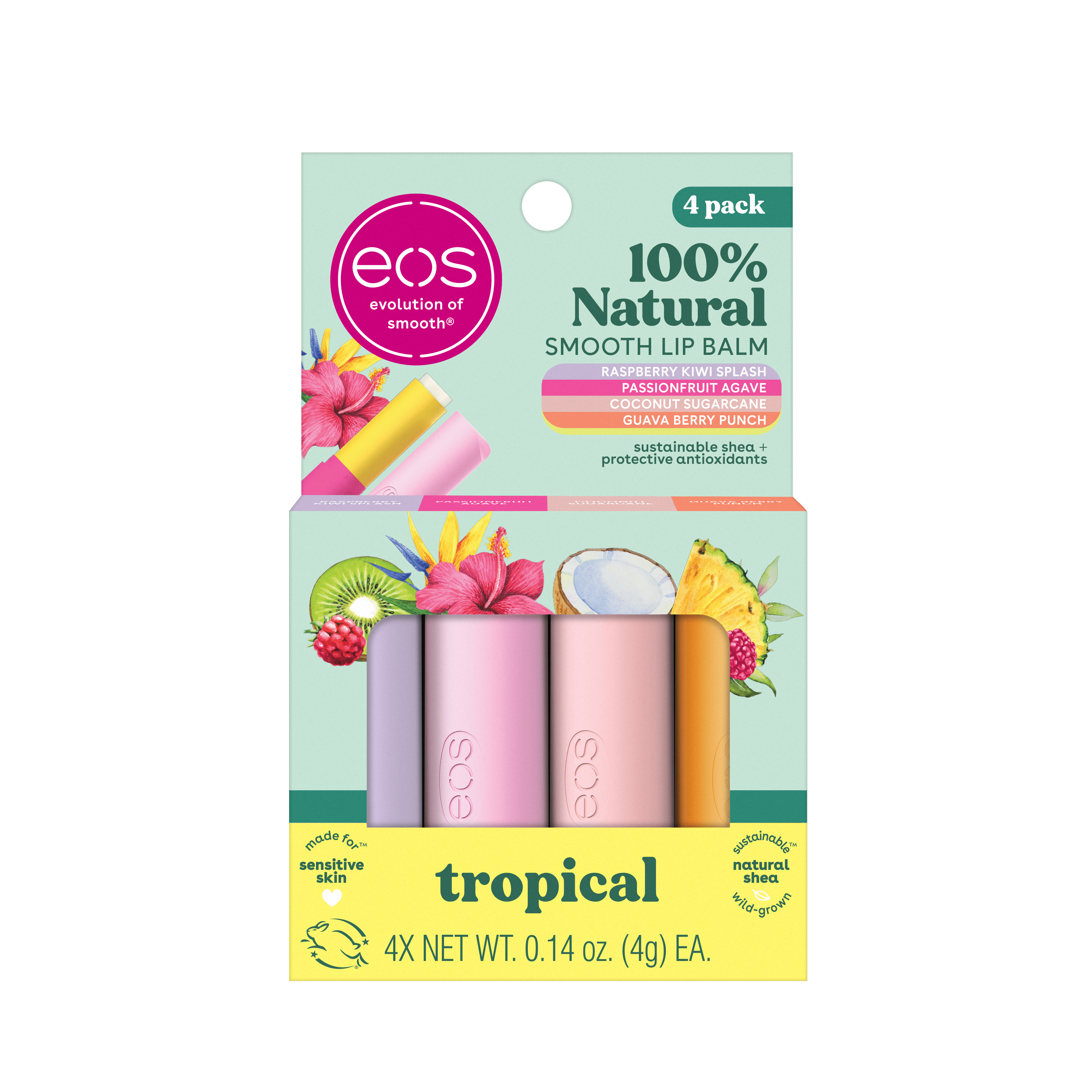 EOS Tropical 100% Natural Stick 4pk Carton - Walmart.com