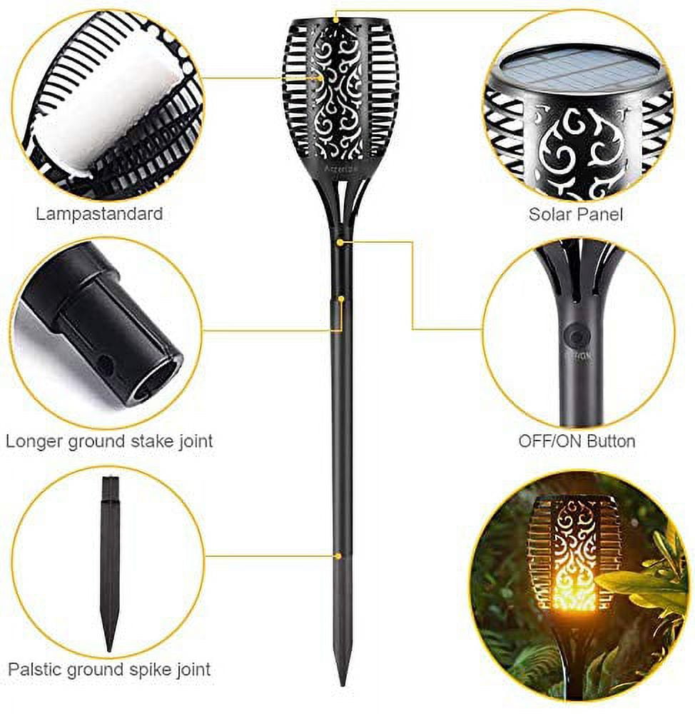EOYIZW Solar Torch Light with Flickering Flame, 4 Pack Premium 99 LEDs ...