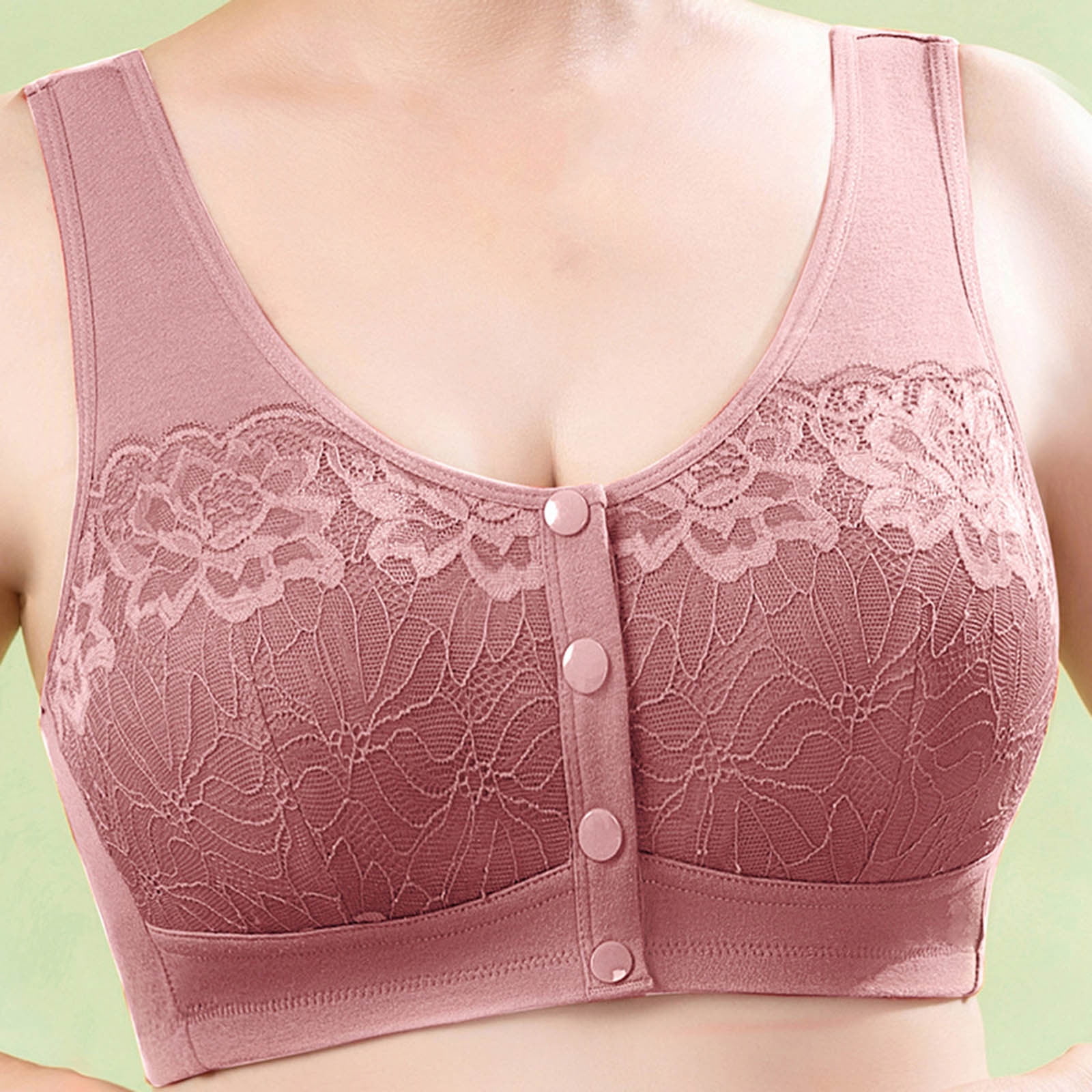 EOYWHK 1PC Bras for Women No Underwire, Woman's Solid Color Lace Front Buckle Elastic Style ...