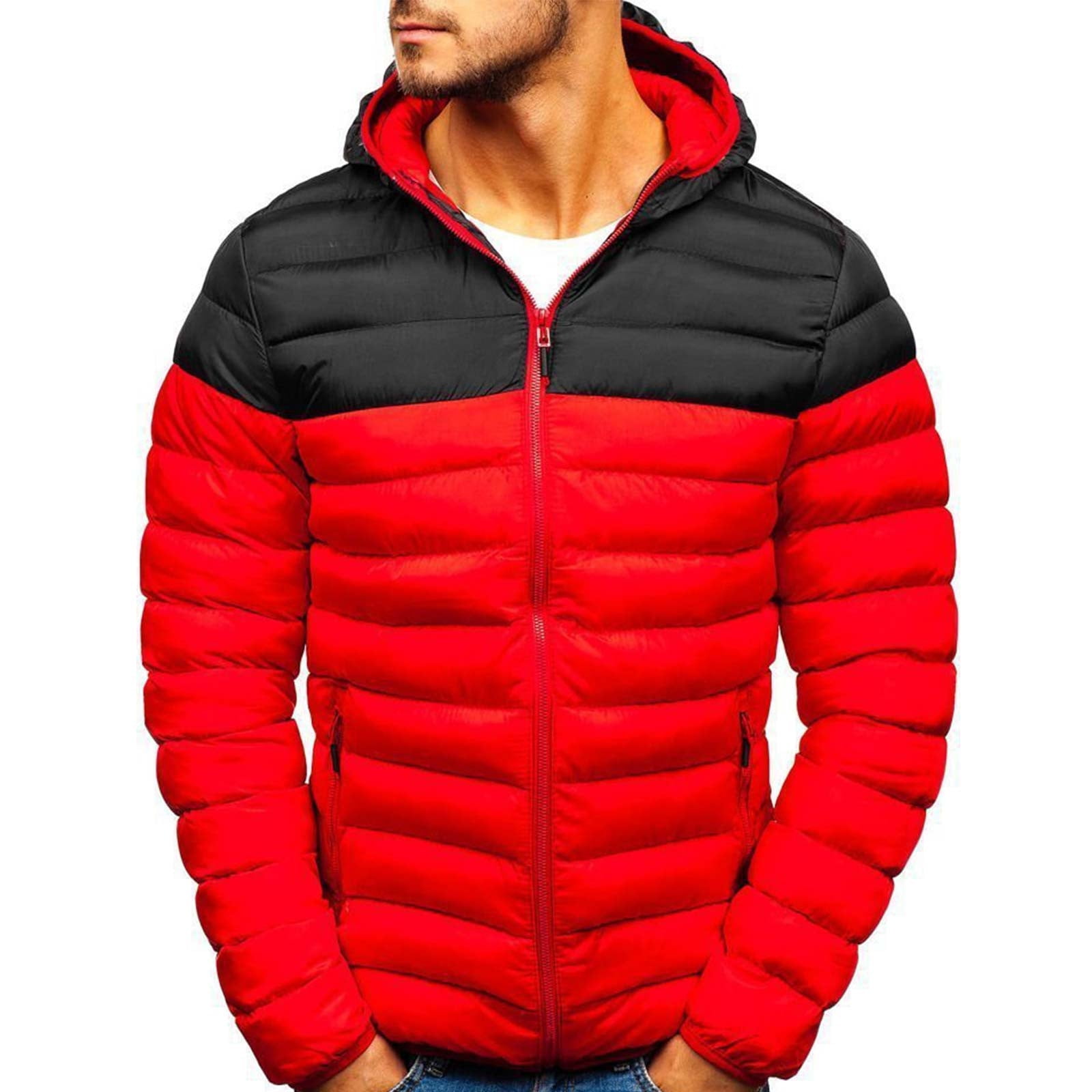 EOYWHK Fleece Jacket Men Men Color Winter Hooded Zipper Thickening ...