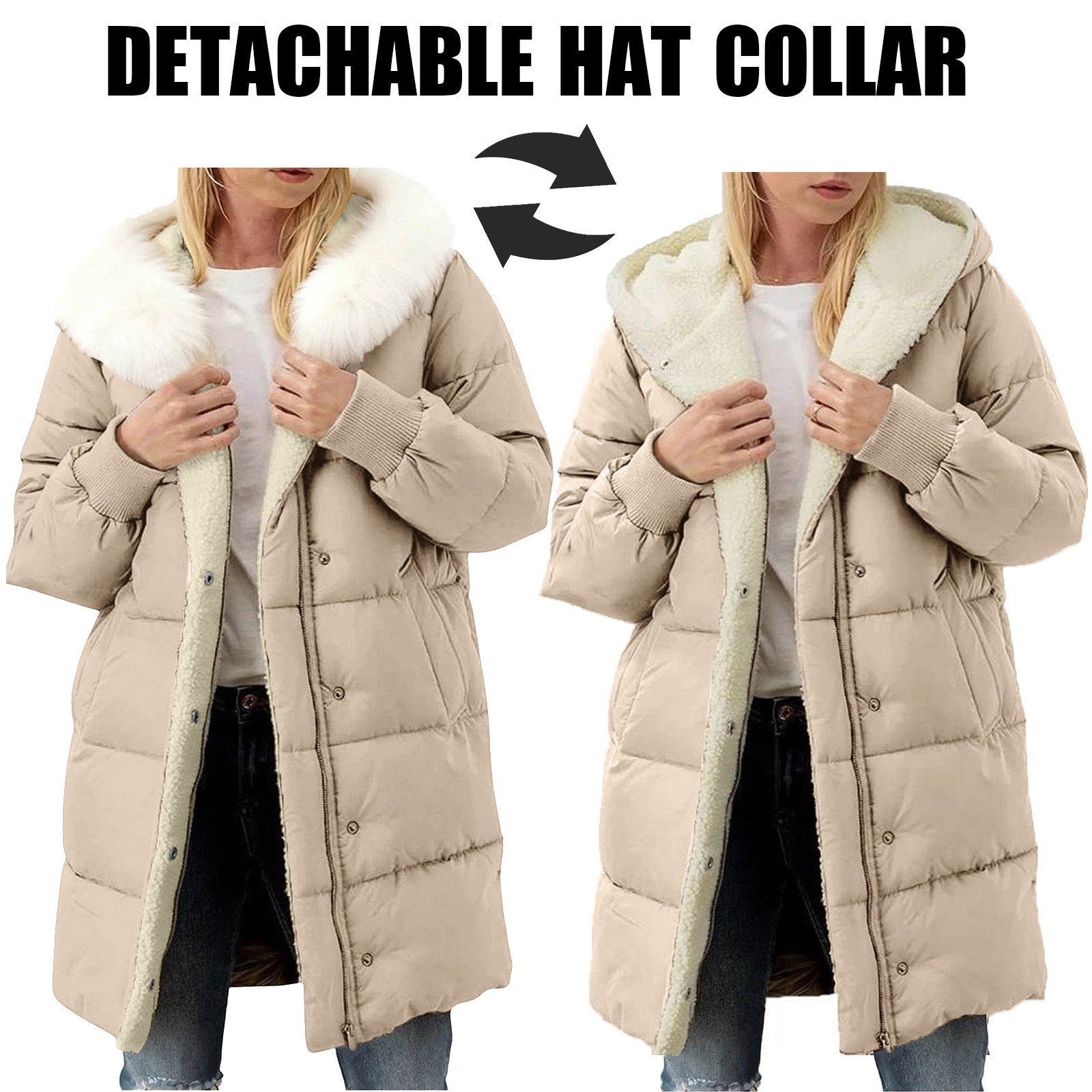 EOYWHK Long Coats for Women Winter Jacket Full Zipper Parkas ...