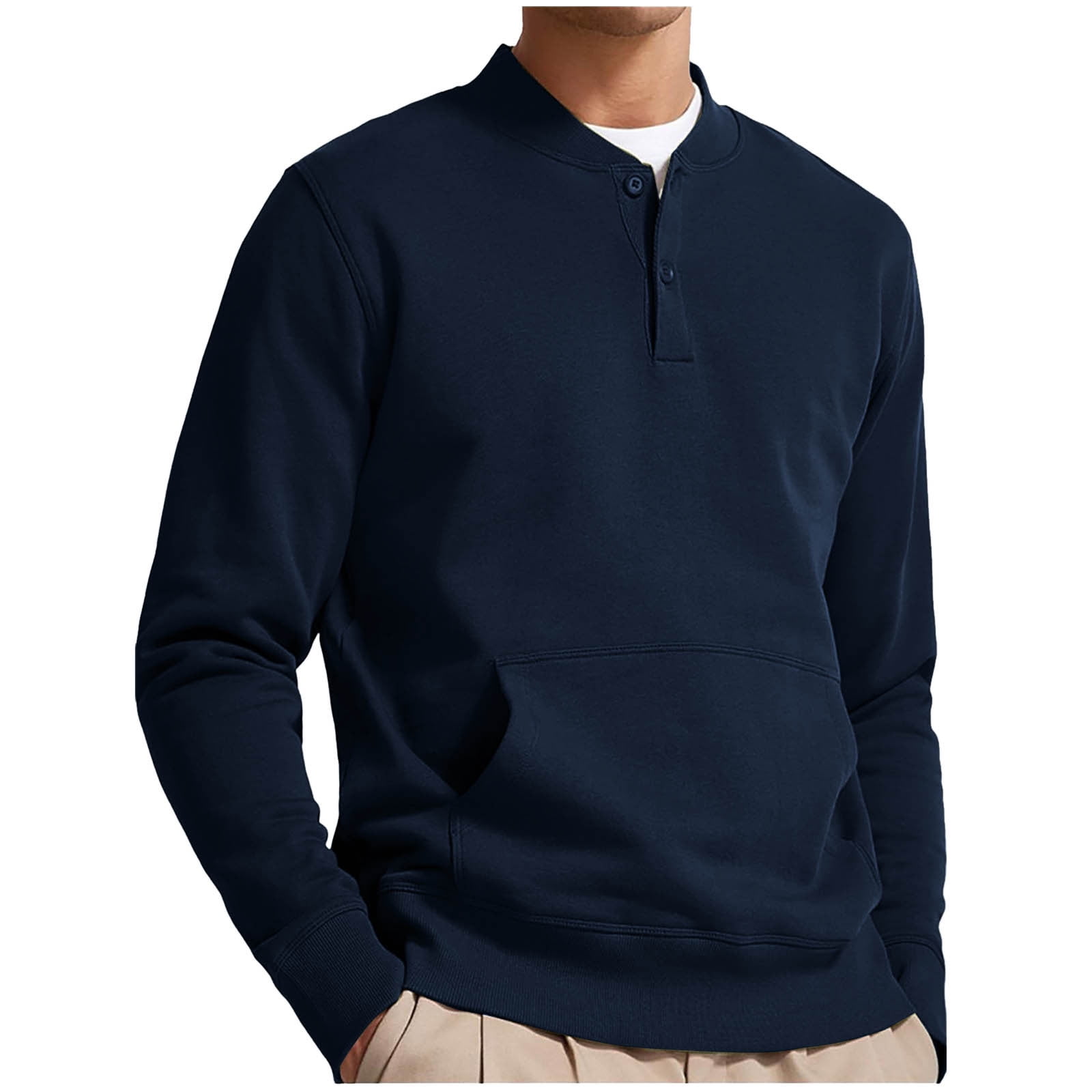 EOYWHK Long Sleeve Sweatshirts for Men with Two Buttons,Business Casual ...