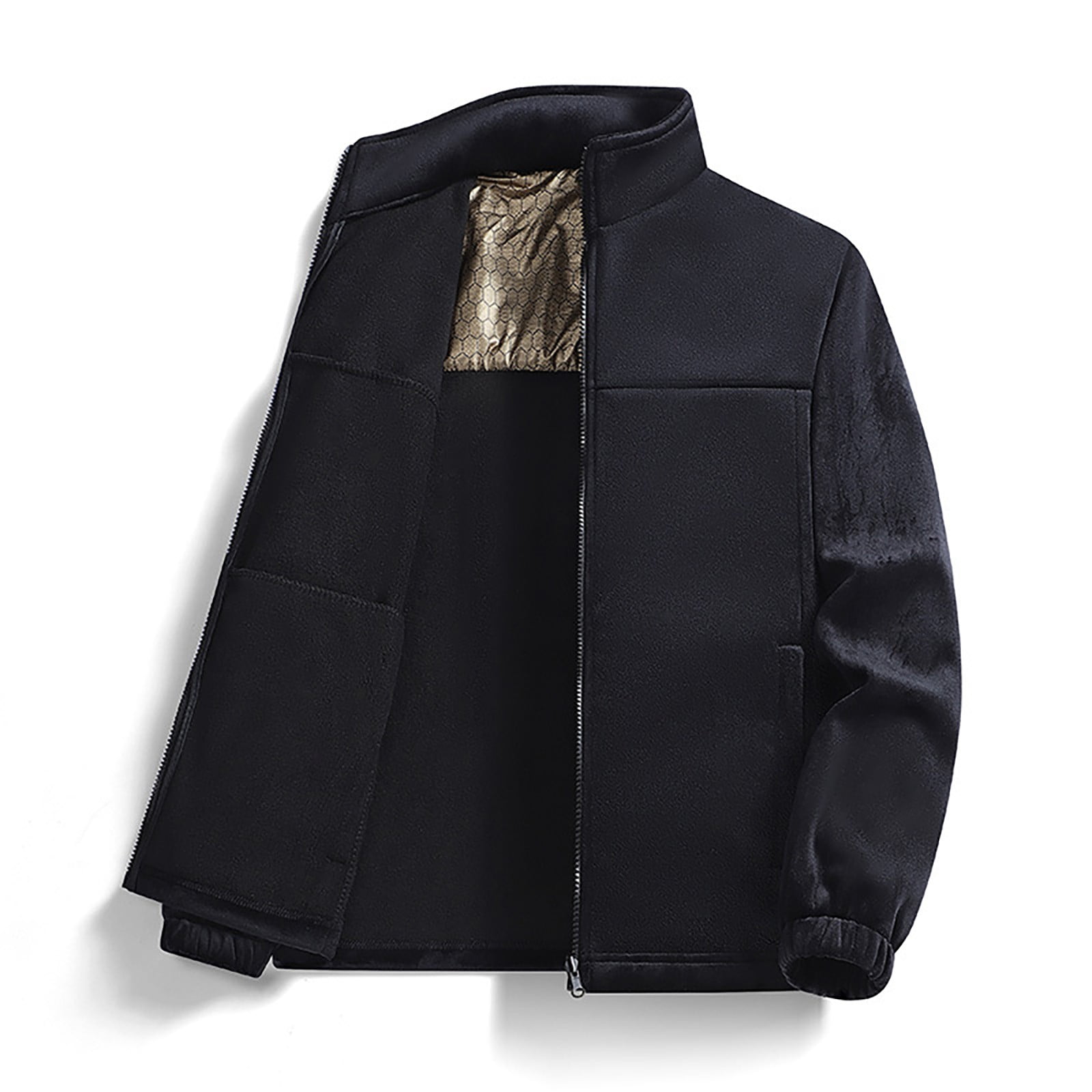 EOYWHK Men's Fleece Jacket No Hood Bomber Jacket Men Winter Full Zip ...