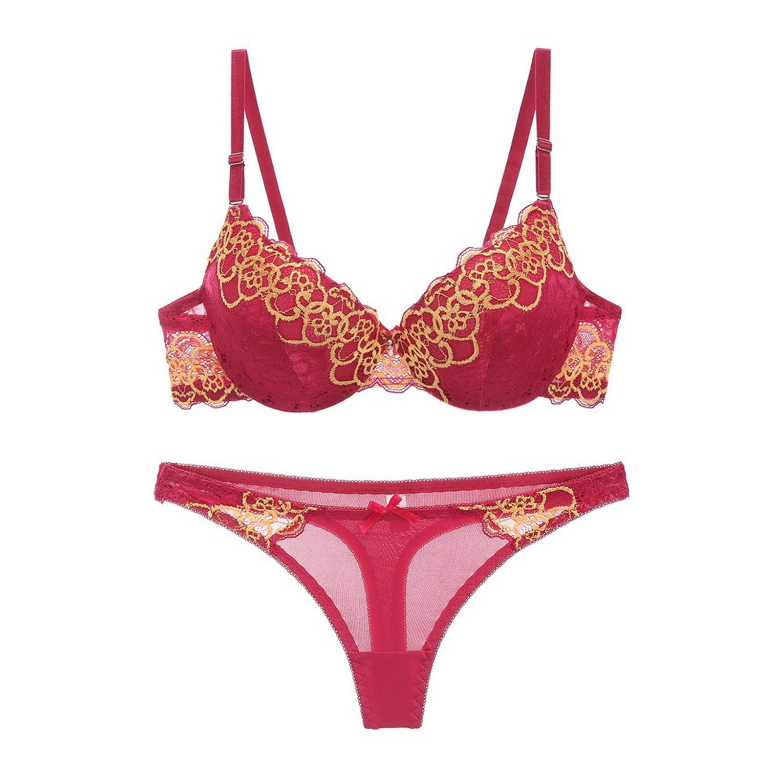 EOYWHK Minimizer Bras for Women 's Sexy Embroidered Lace Gathered Bra ...