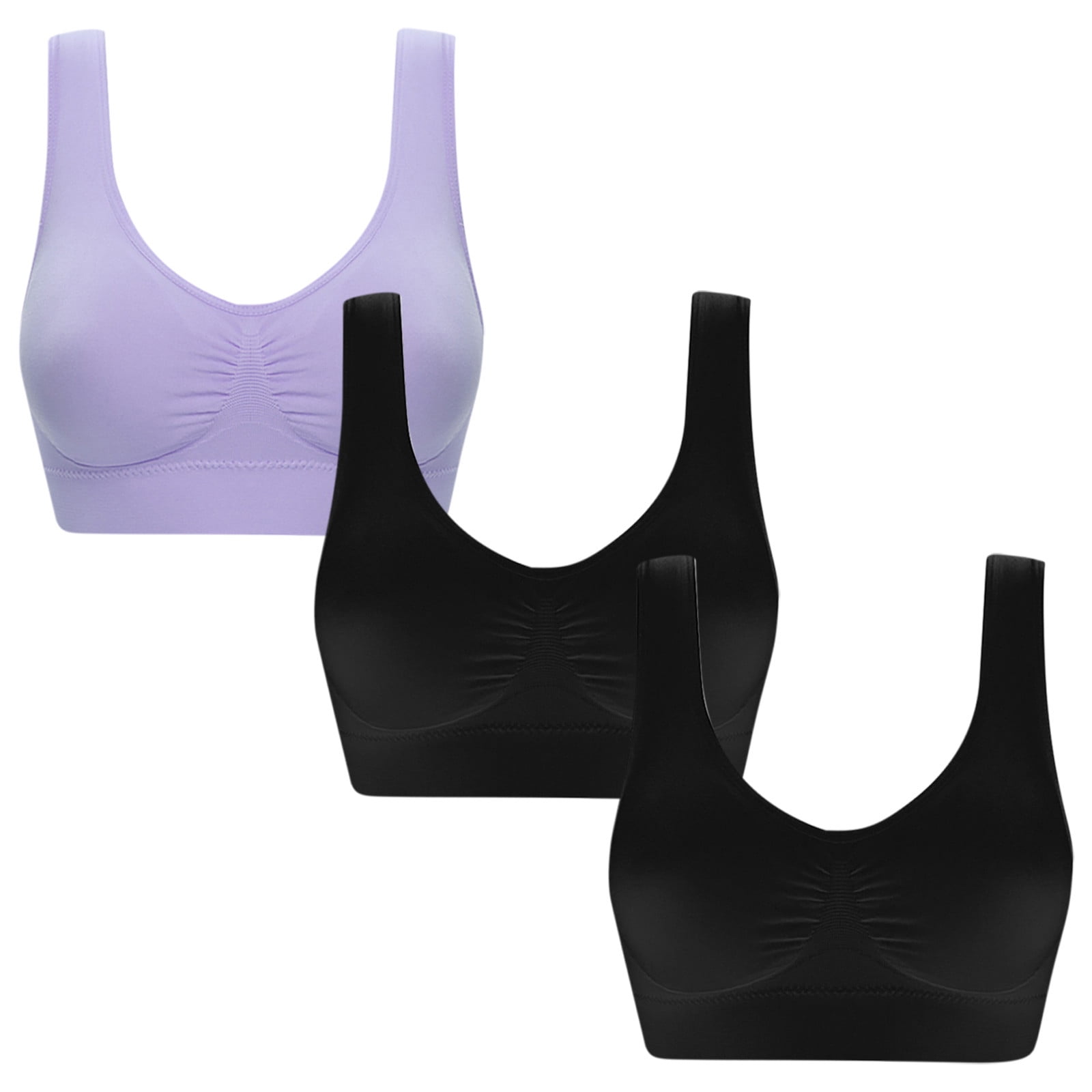 EOYWHK Plus Size Yoga Bralettes for Women 3 Pack,Sports Bras No ...