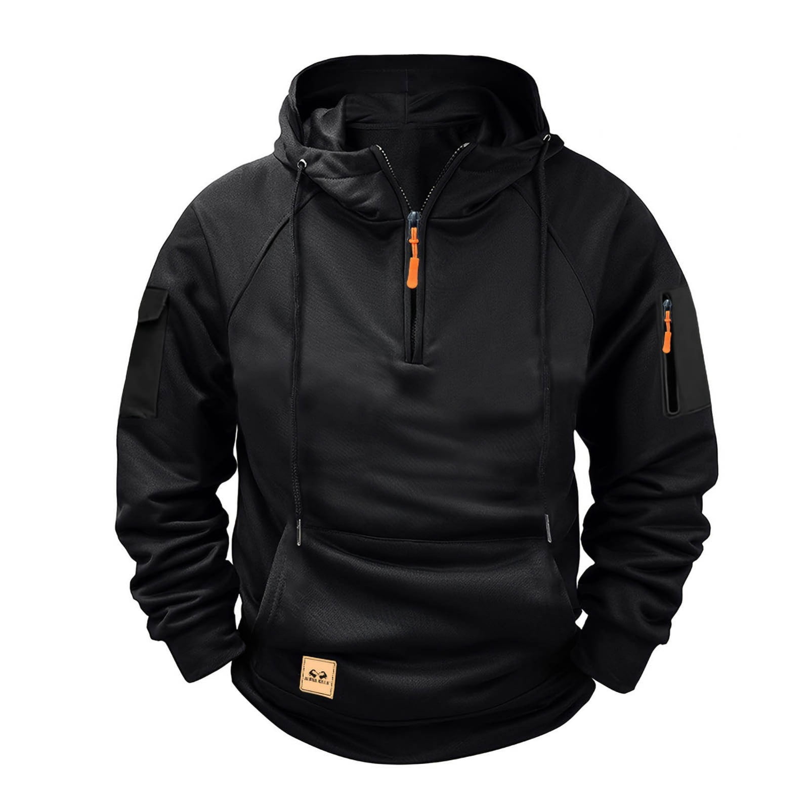 EOYWHK Zip Up Hoodies for Men with Arm Sleeve Pockets,Retro Tactical ...
