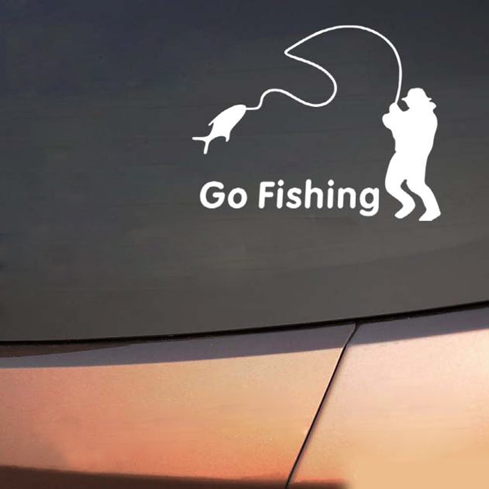 EOnmo Motor Vehicles Go Fishing Car Sticker Truck Window Decal White ...